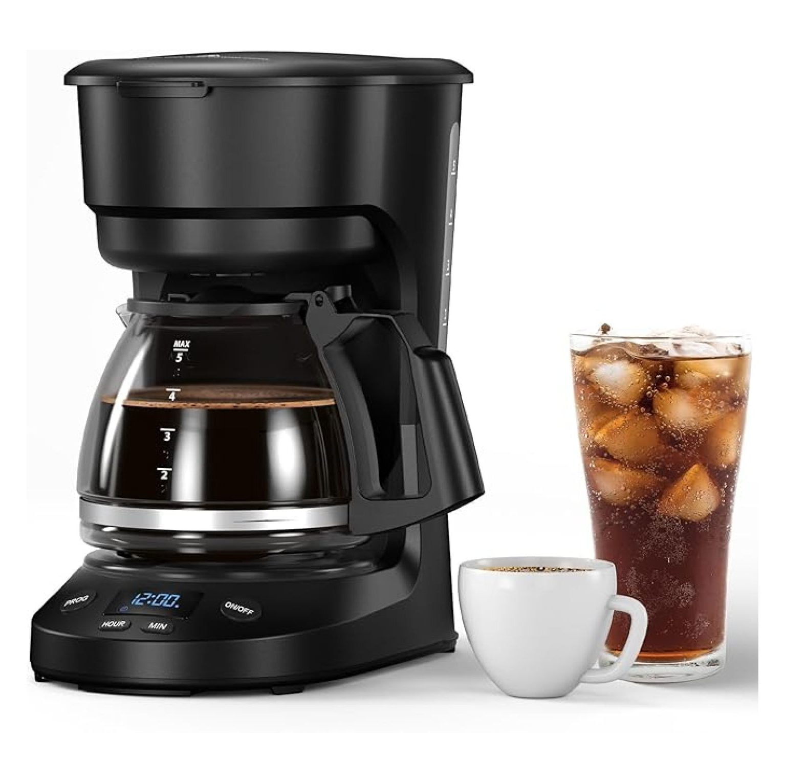 Compact Coffee Maker 5 Cup, Drip Coffee Machine with Timer, Auto Shut ...
