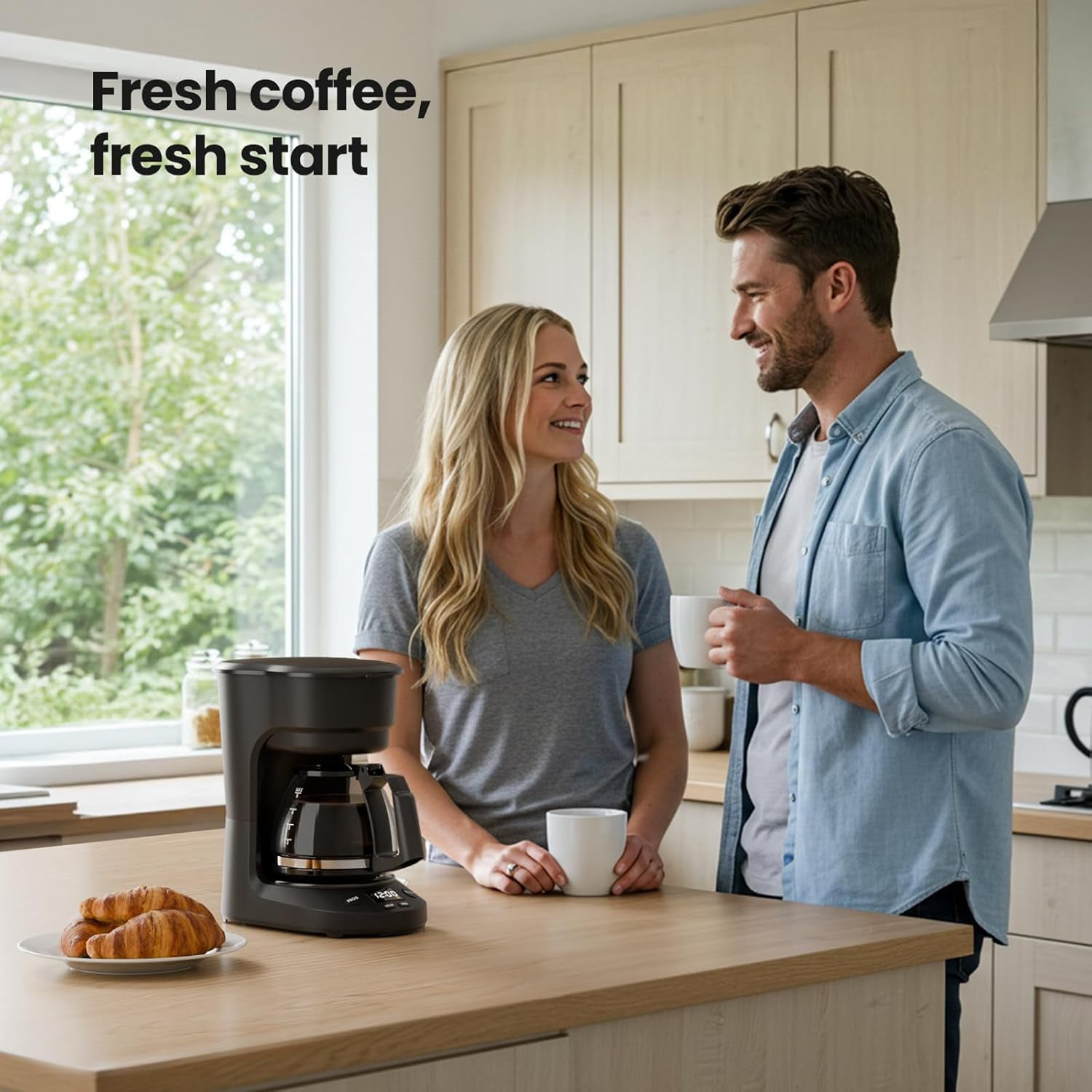 Compact Coffee Maker with LED Display, Small Drip Coffee Machine with ...