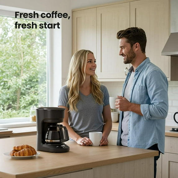 Compact Coffee Maker with LED Display, Small Drip Coffee Machine with ...