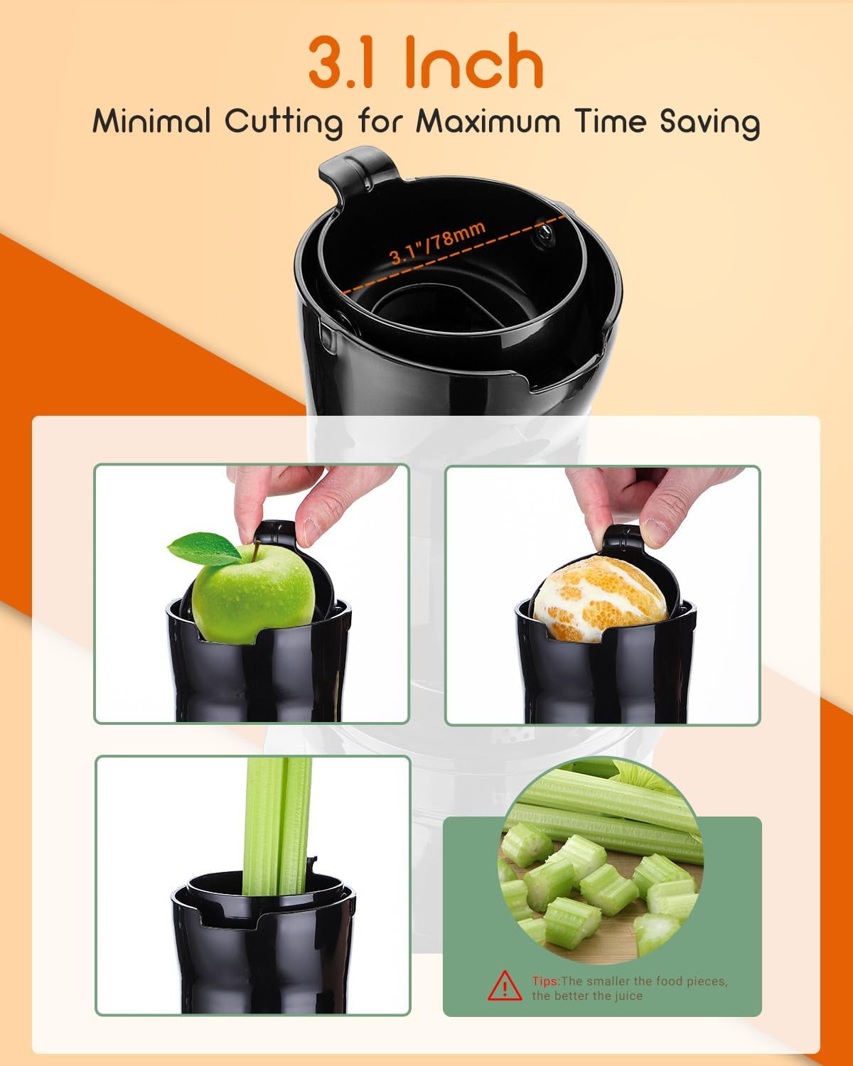 Compact Cold Press Juicer Machines Slow Masticating Juicer-3.1 Wide ...