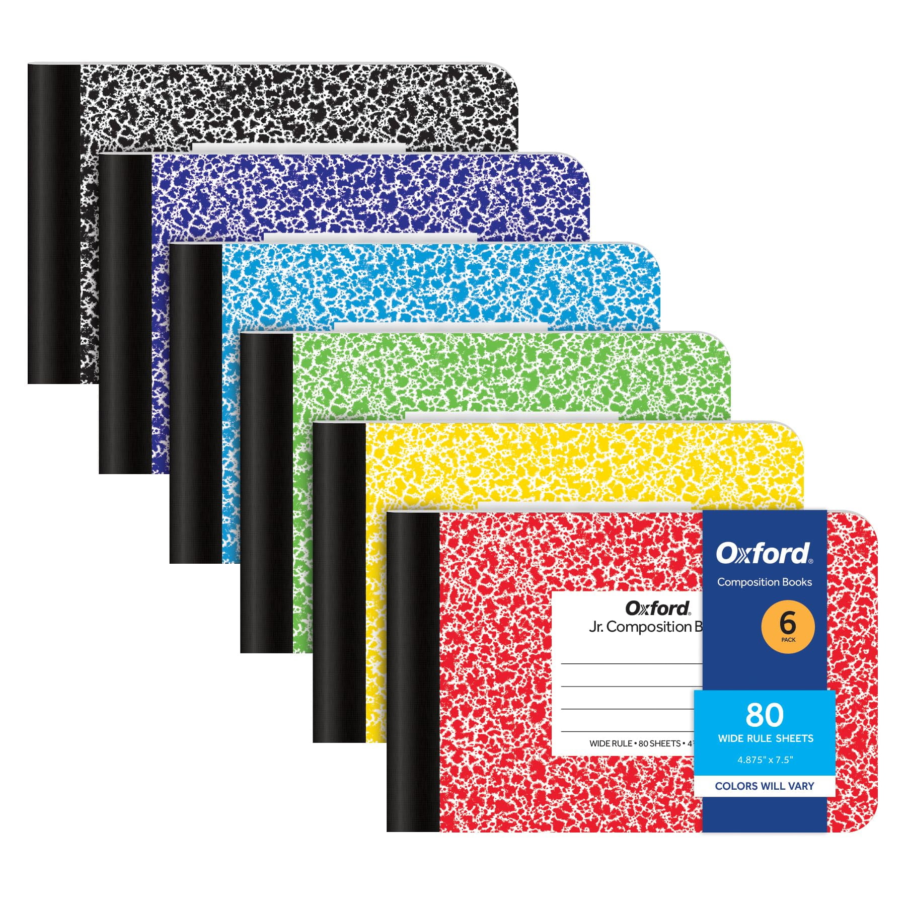Compact Composition Notebooks 6 Pack, Wide Ruled Paper 80 Sheets, Ideal ...