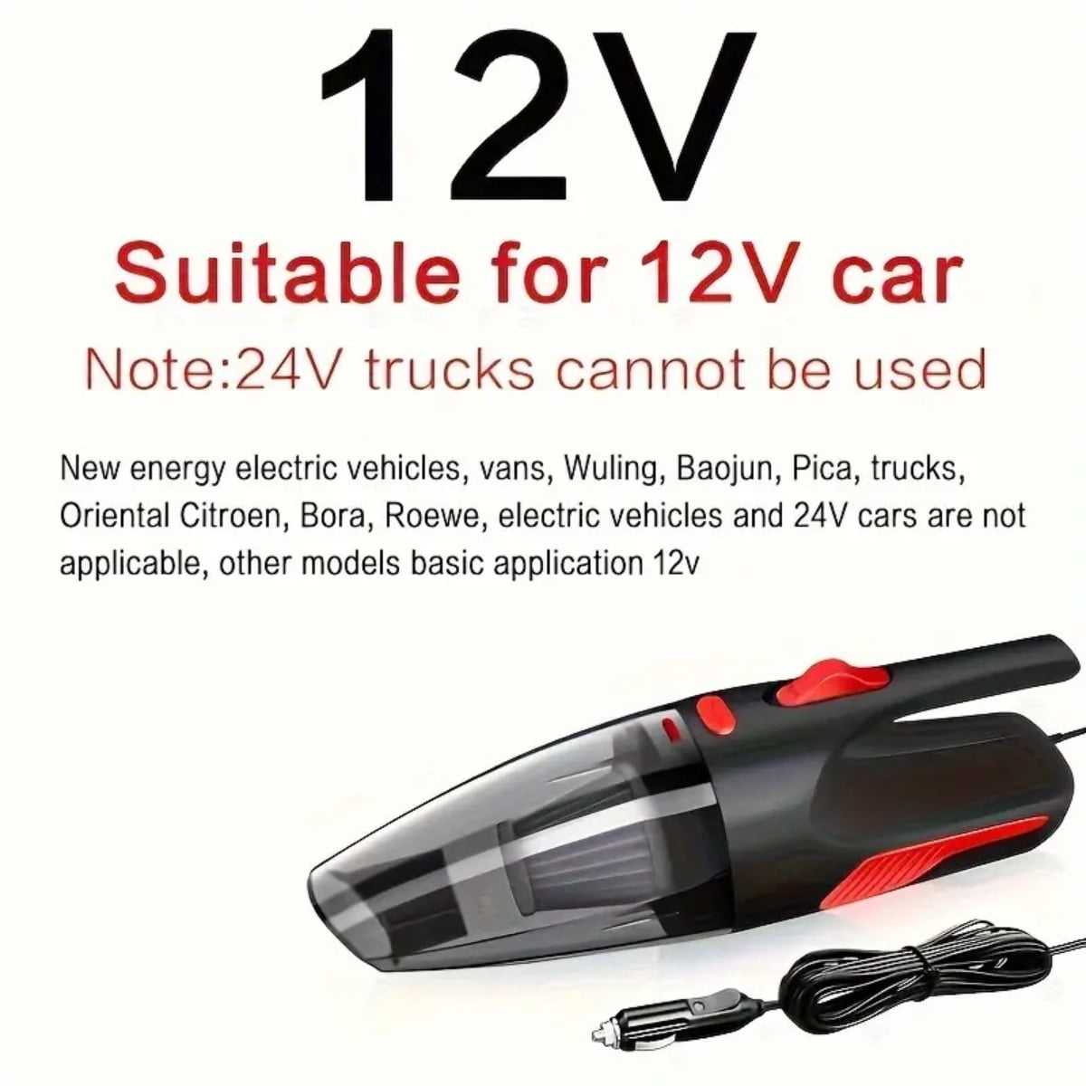 Compact Cordless Car Vacuum Cleaner - 12V Mini Handheld Dust Buster ...
