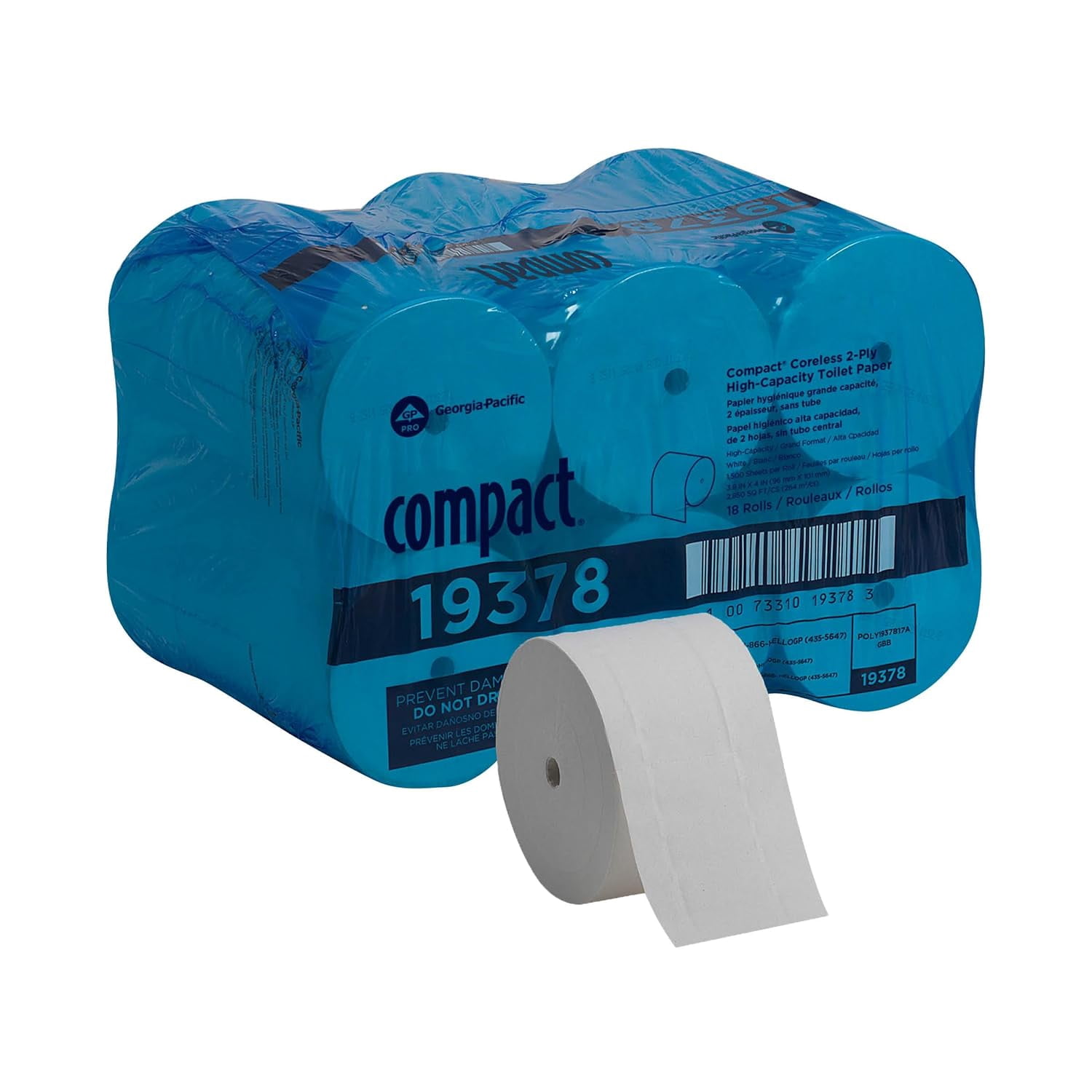Compact Coreless 2-Ply Recycled Toilet Paper by GP PRO (), 19378, 1,500 ...