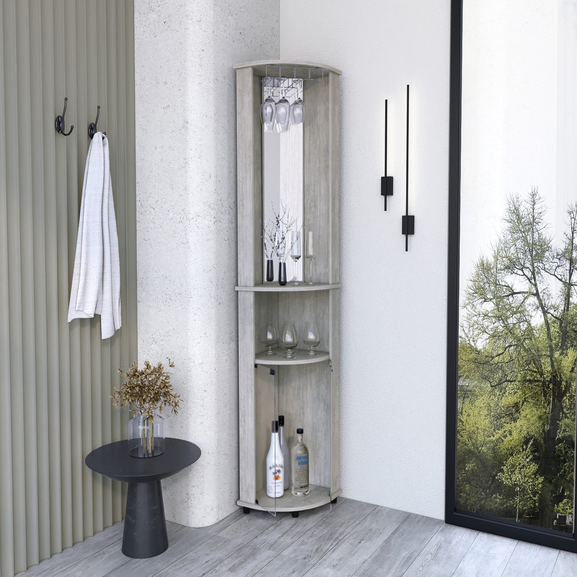 Compact Corner Bar Cabinet | Present Booze with Mirror and Rack | Made ...