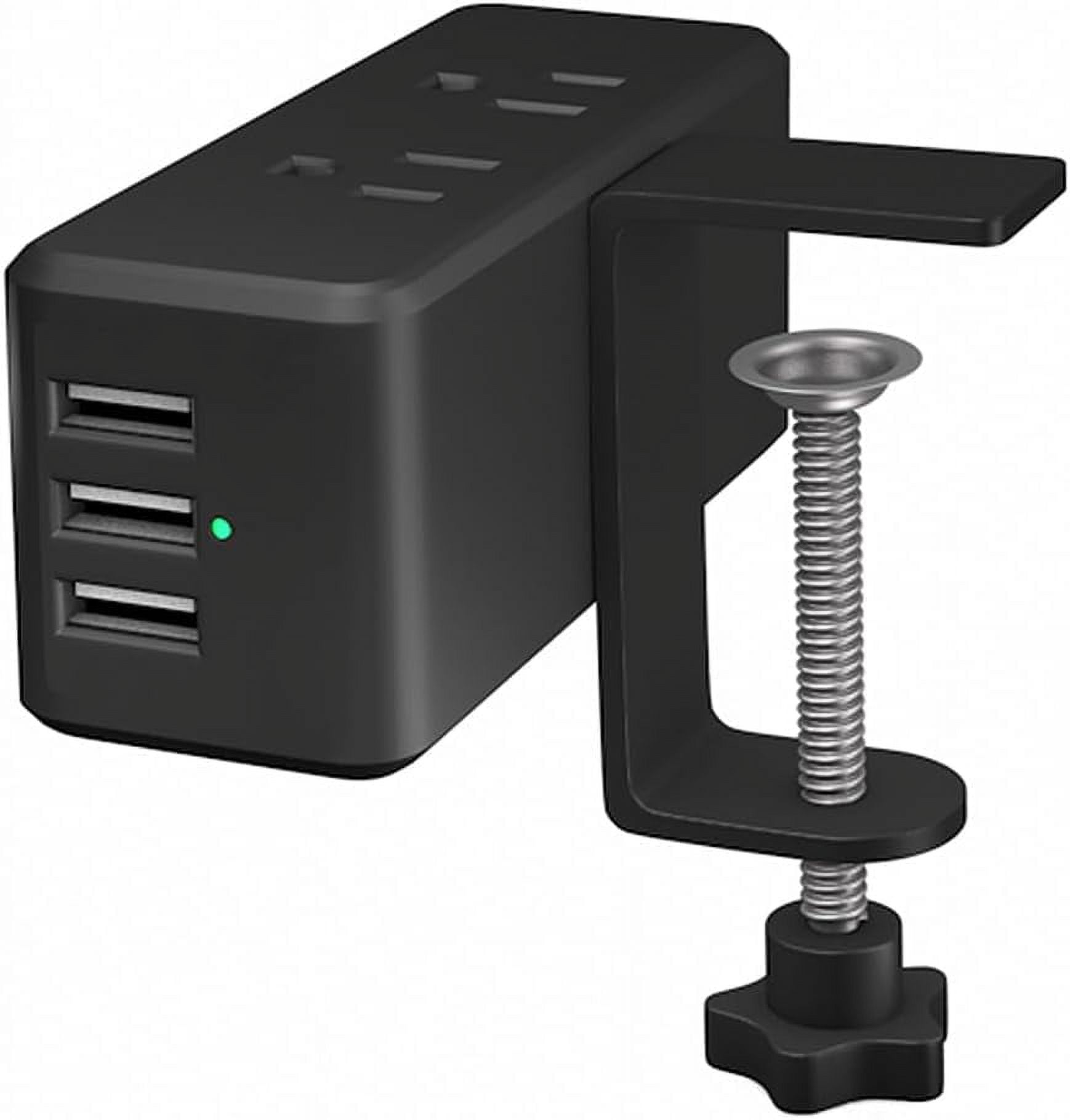 Compact Desk Edge Clamp Power Strip with 6-Outlet,3-USB-A-Port,Fit 2.4 ...