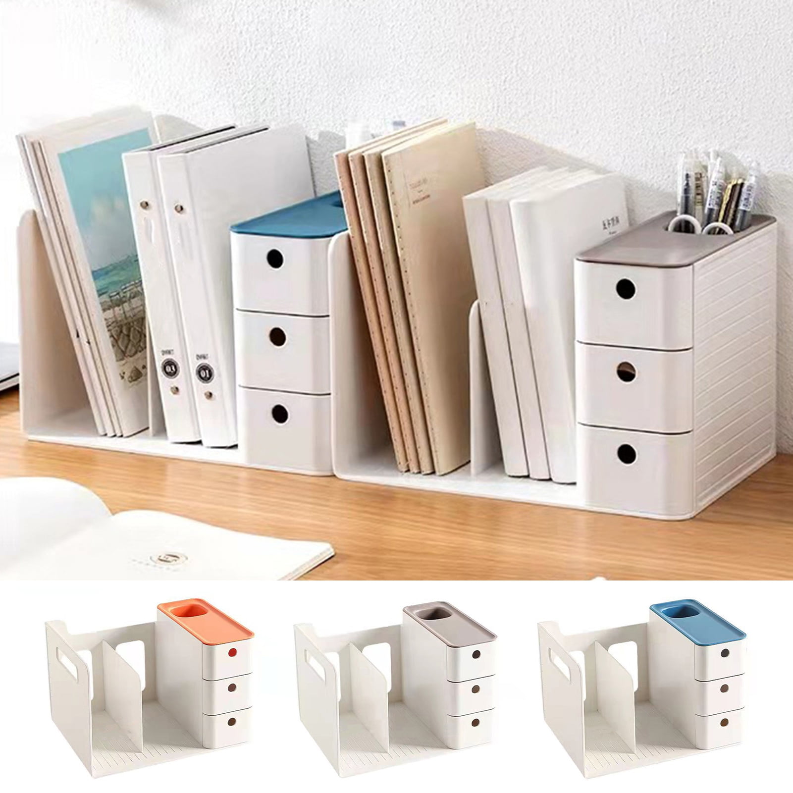 Compact Desktop File Storage Organizer with Pen and Ruler Holder ...