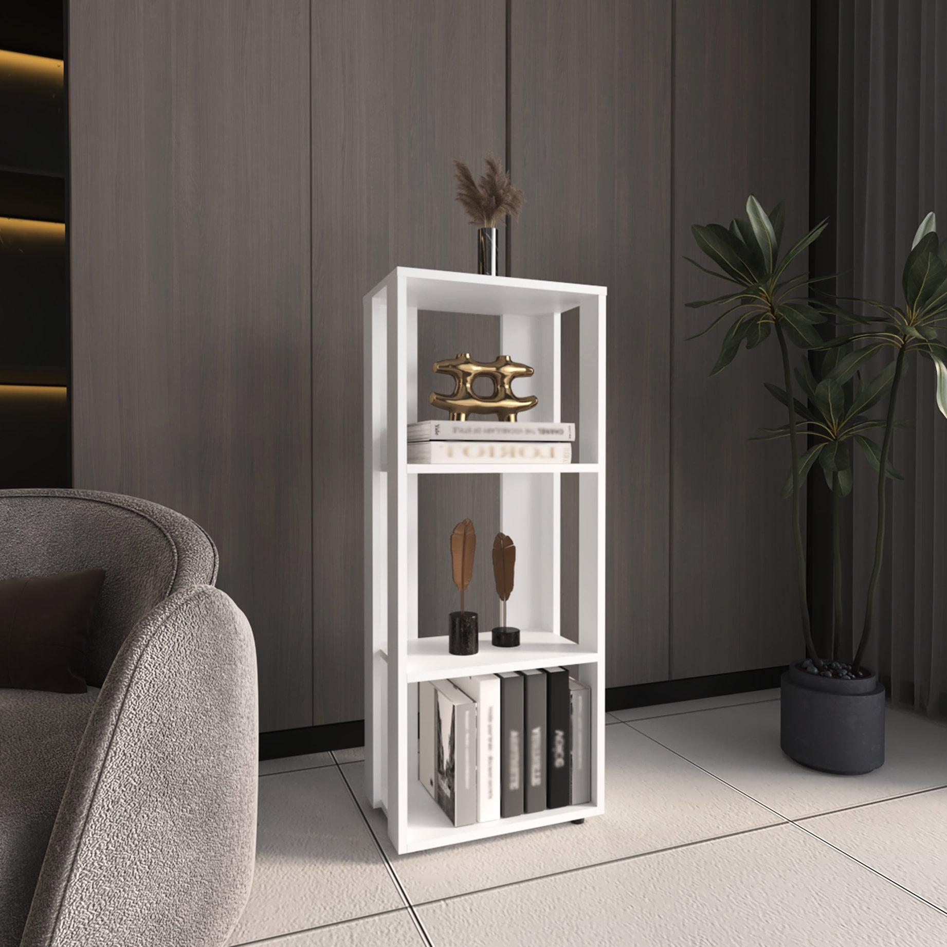 Compact Dimensions 39.4 - inch White Bookcase for Office Storage Needs ...