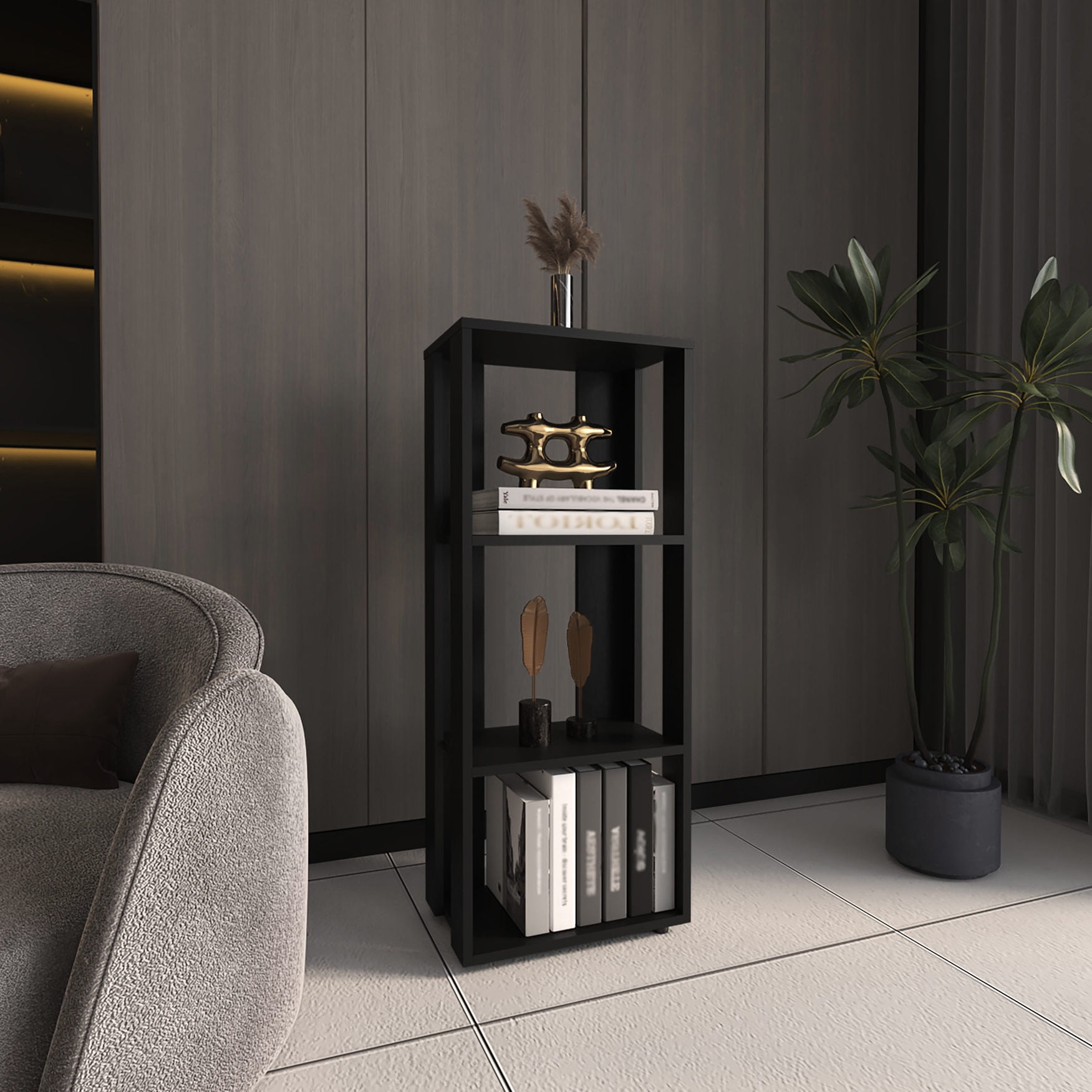 Compact Dimensions, Black Color - Three Shelves for Storage - Small ...