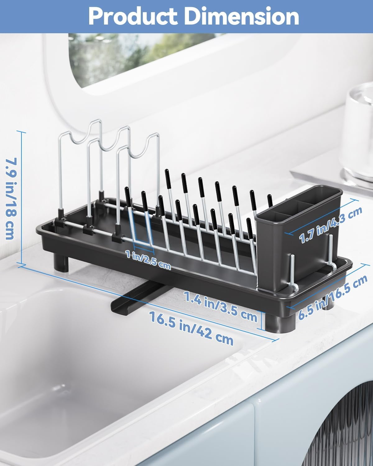 Compact Dish Drying , Stainless Steel Plate with Cutlery Holder, Space ...
