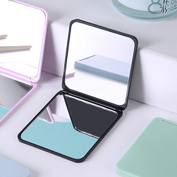 Compact Double Sided Square Travel Makeup Mirror with Stand for Dorm ...