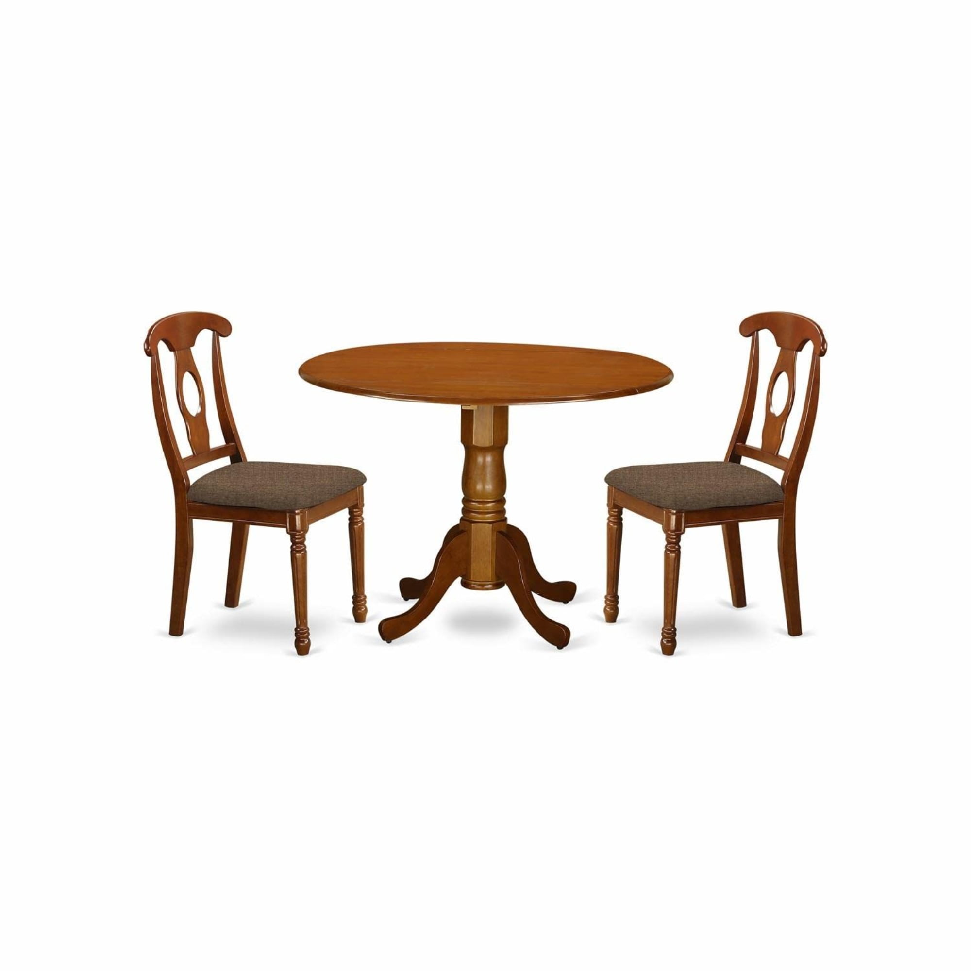 Compact Drop Leaf Small Dinette Set | Asian Wood | Saddle Brown Finish ...