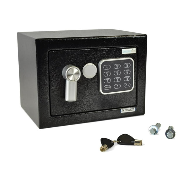 Compact Electronic Safe Box with Mechanical Override, Includes Keys ...