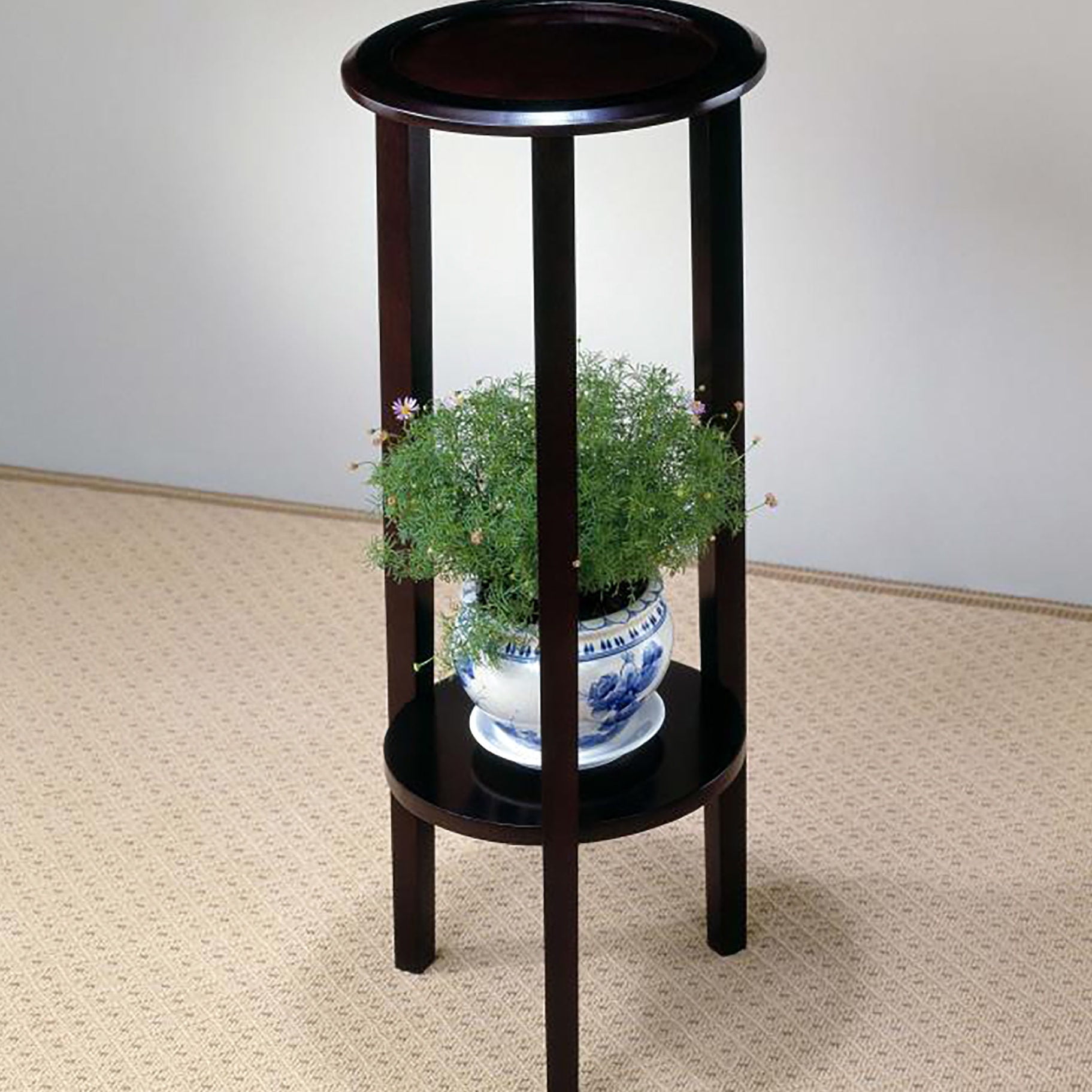 Compact Espresso Round Table | Serves as Plant Stand, Adds Elegance to ...