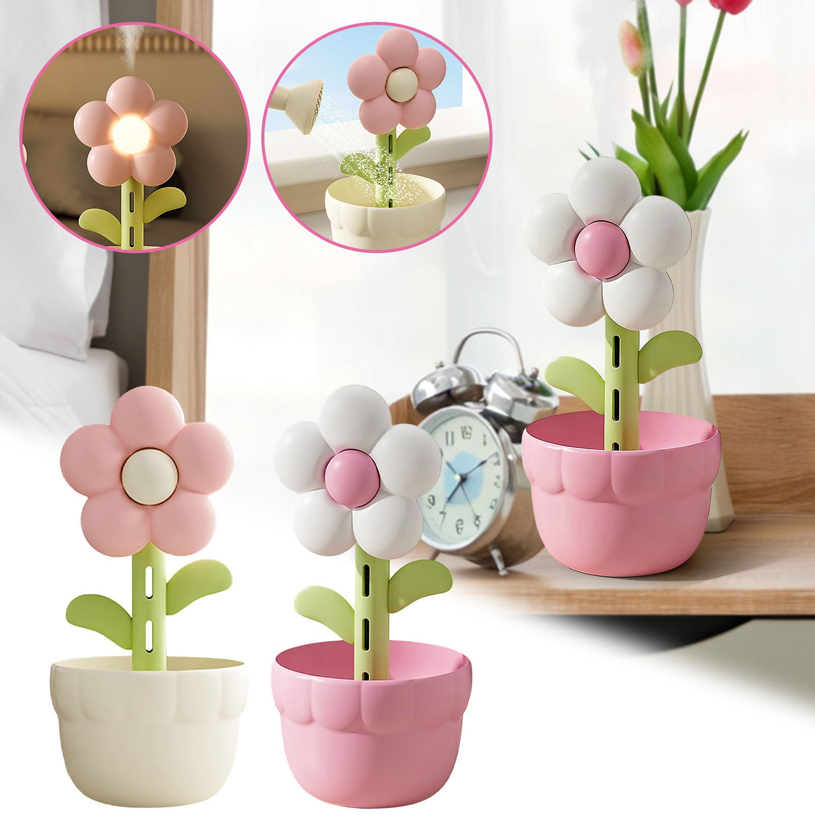 Compact Flower Air Humidifier | Desktop USB Silent Operation Large Mist Output Small Space ...