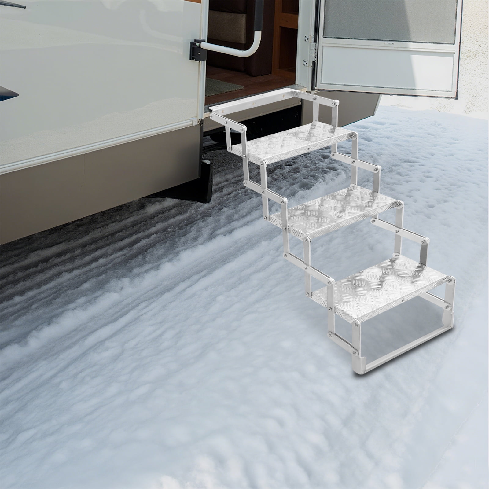 Compact Foldable RV Step Stool, Sturdy Lightweight Ladder with Hex ...