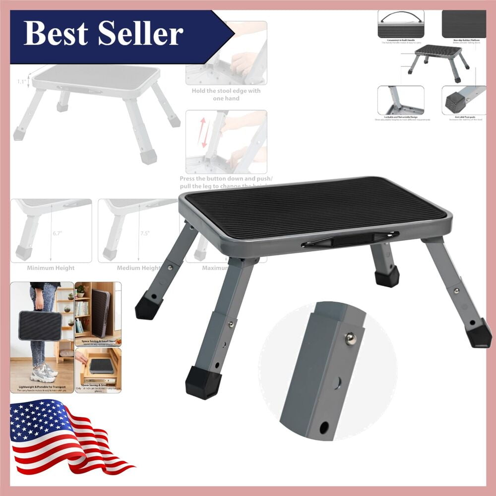 Compact Folding Step Stool with Non-Slip Rubber Platform - Versatile ...