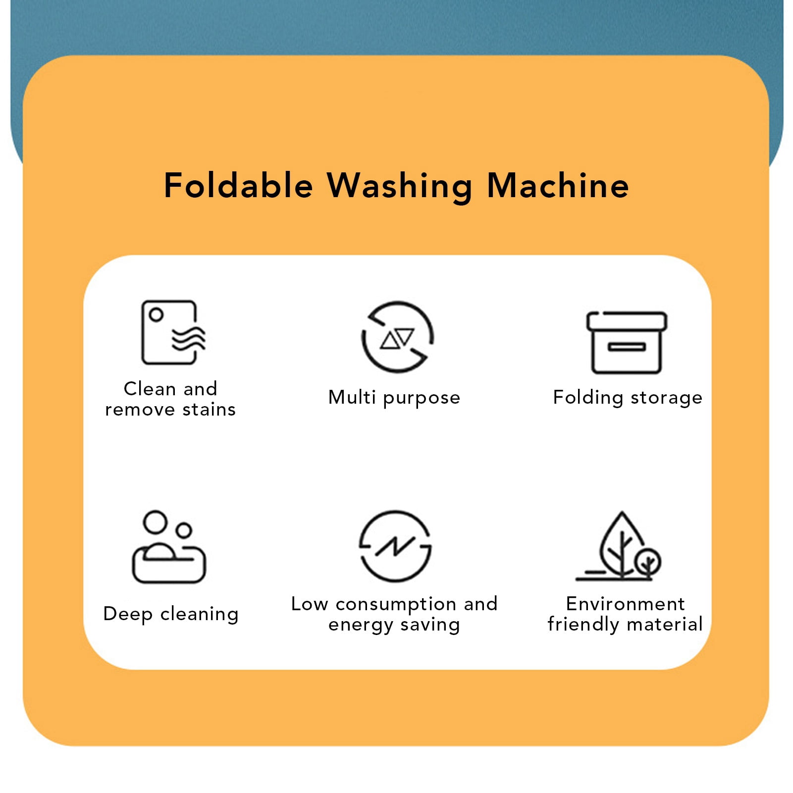 Compact Folding Washer, Deep Clean, Portable Design For Dorms, Travel ...