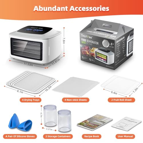 Compact Food Dehydrator, 4 Stainless Steel Trays Fresh Dryer Machine ...