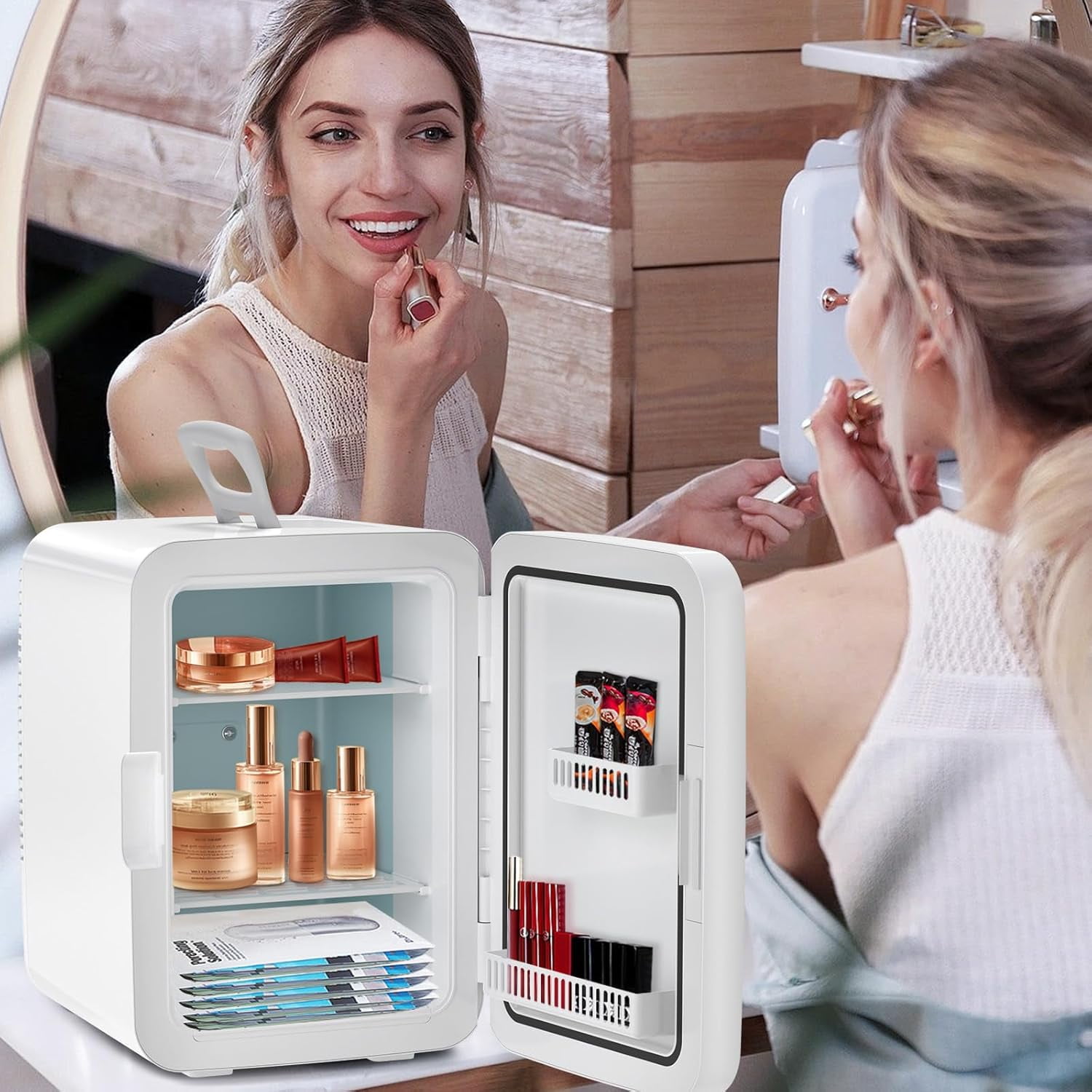 Compact Fridge, 15 Can Portable Small Refrigerator with Adapters, 10 ...