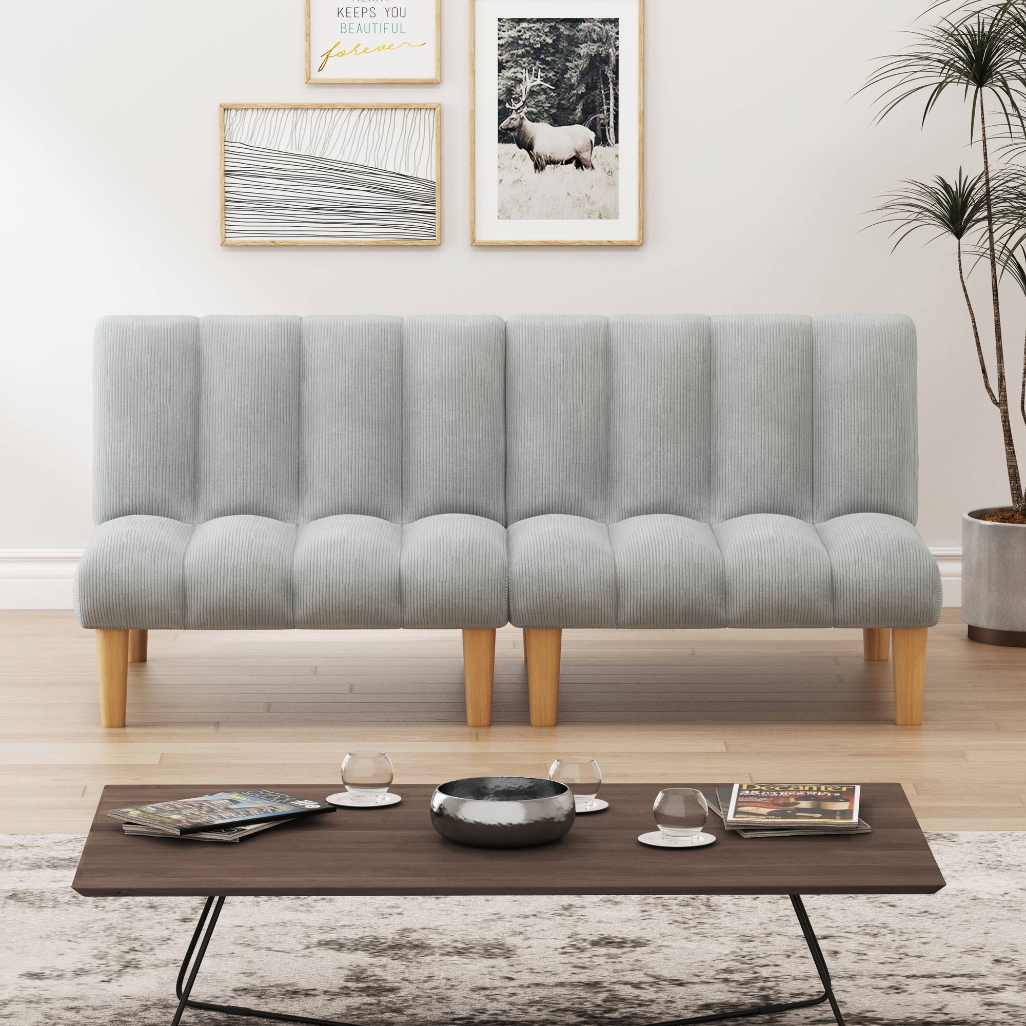 Compact Futon Sofa Bed with 3 Backrest Settings, Custom Corduroy ...