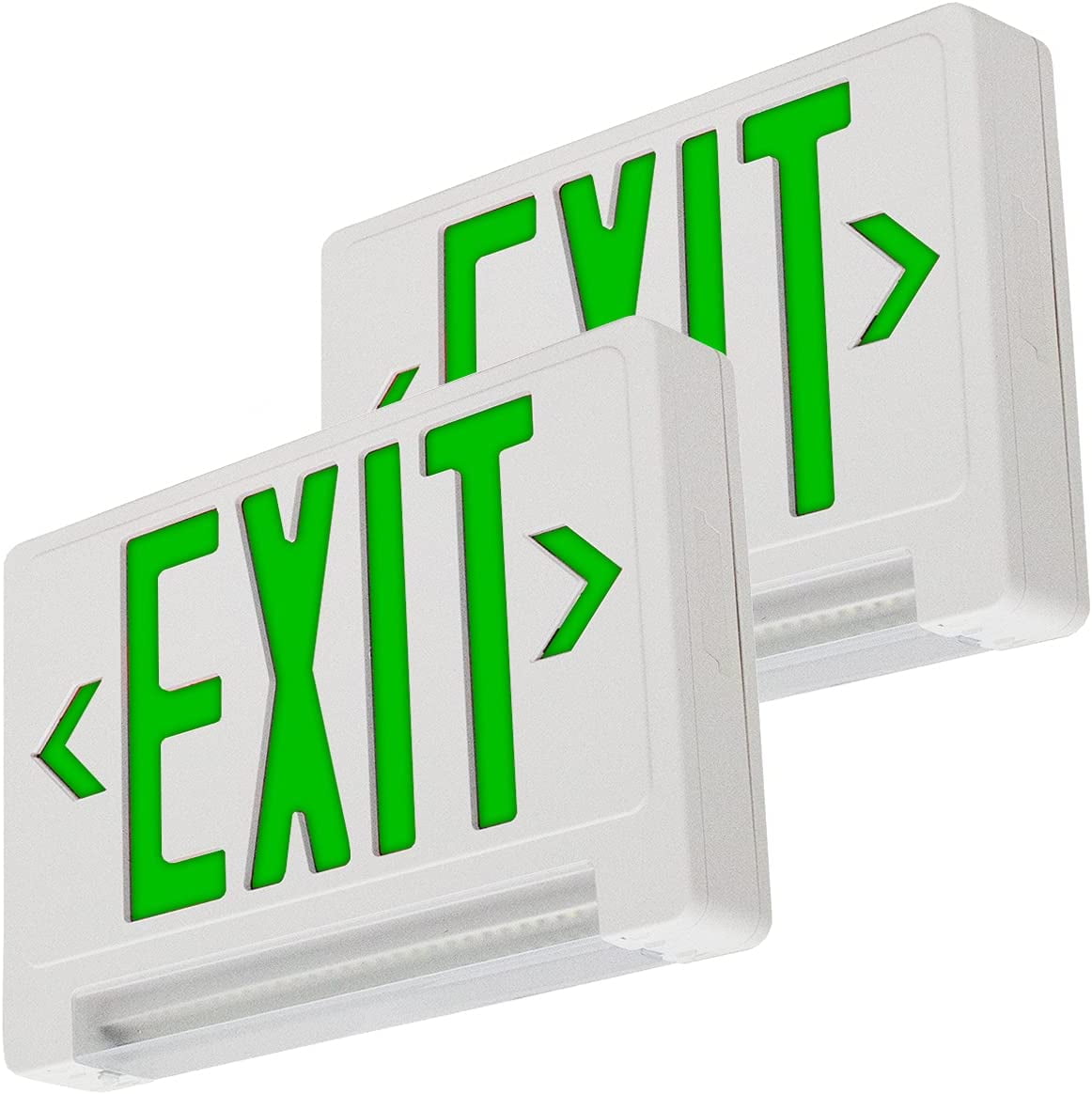 Compact Green Exit Sign with Emergency Lights - All LED Light Pipe ...