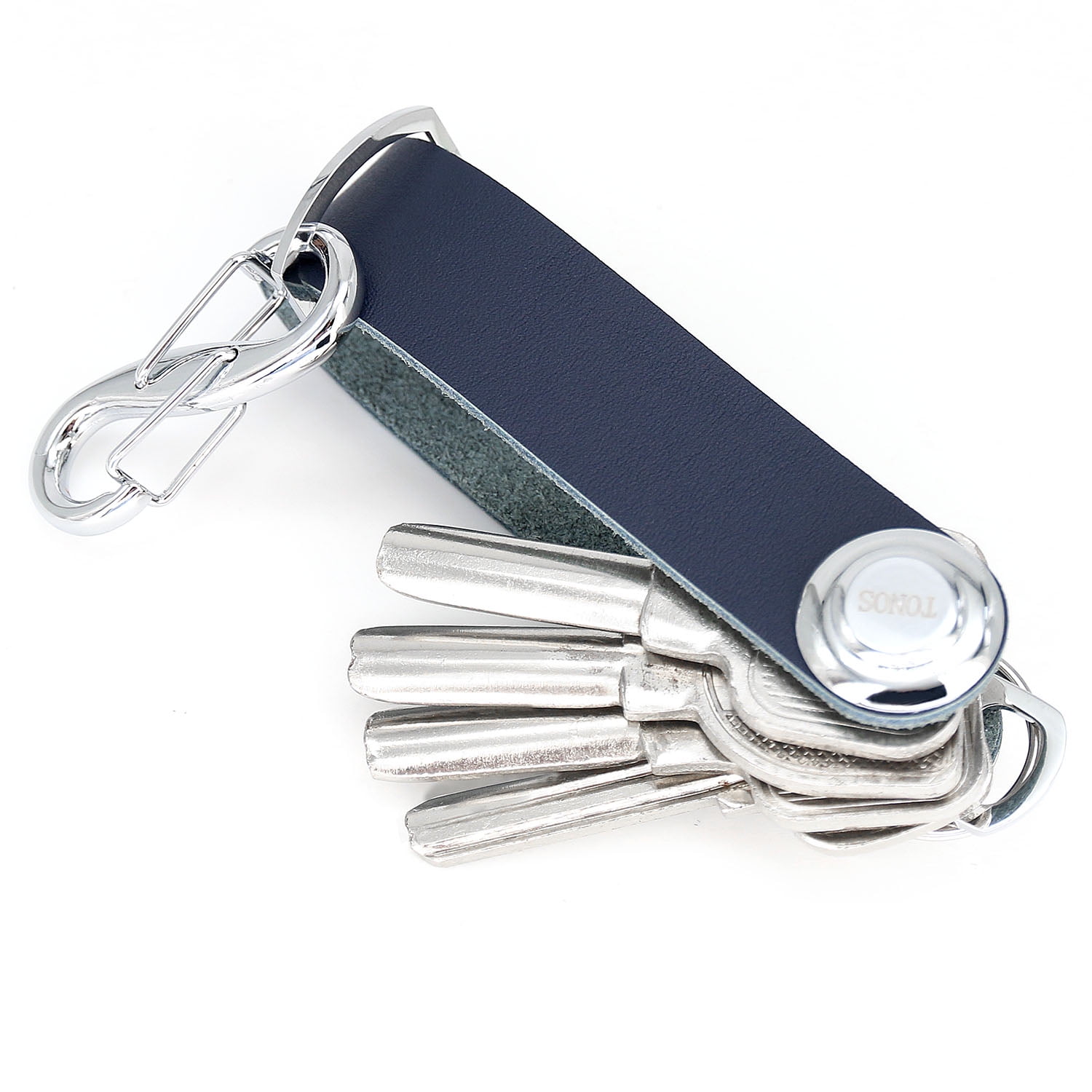 Compact Key Chain Organizer With Leather Strap, Smart Key Ring Holds 8 ...