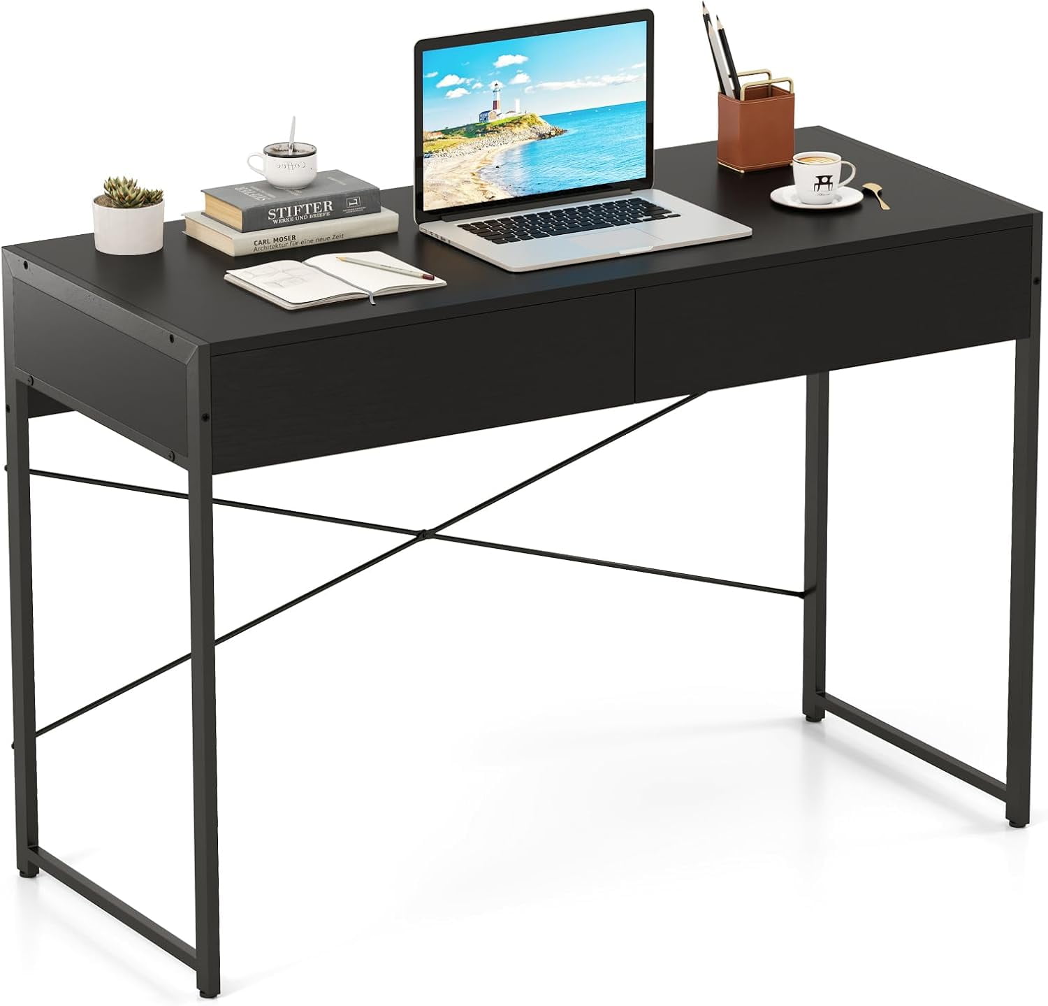 Compact Laptop PC Table, Makeup Vanity Table, Modern Study Writing Desk ...