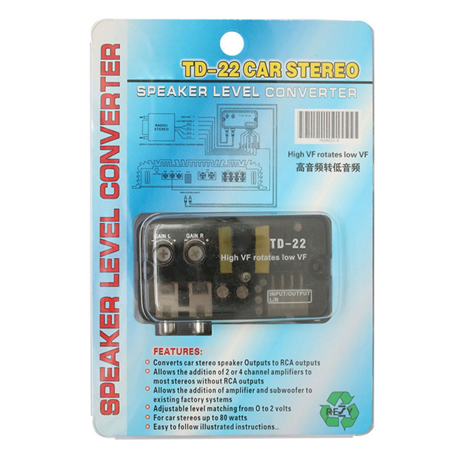 Compact Lightweight Audio Converter PVC 12V Car Stereo Adapter ...