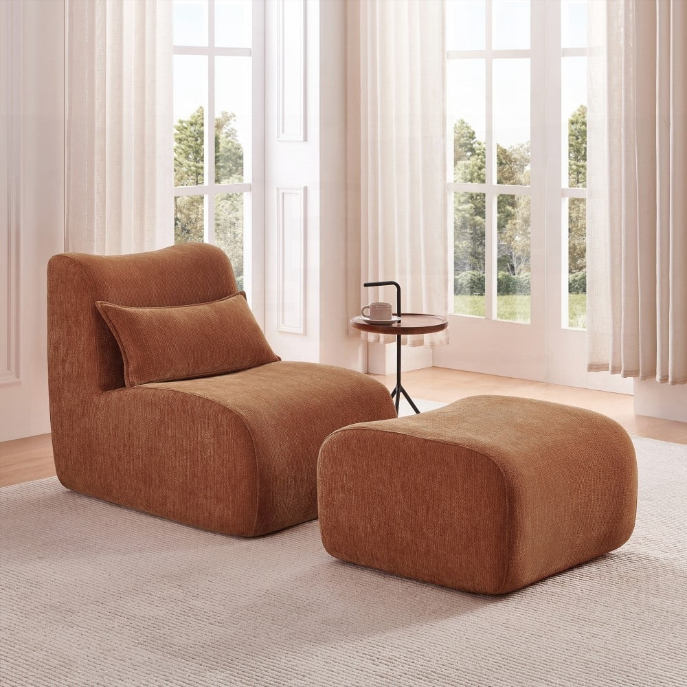 Compact Lounge Chair with Ottoman - Ideal for Living Room, Bedroom or ...