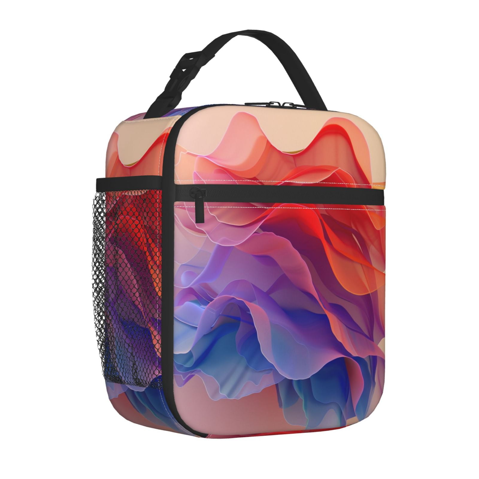 Compact Lunch Bag Reusable Insulated Lunch Tote with Side Mesh Pocket ...