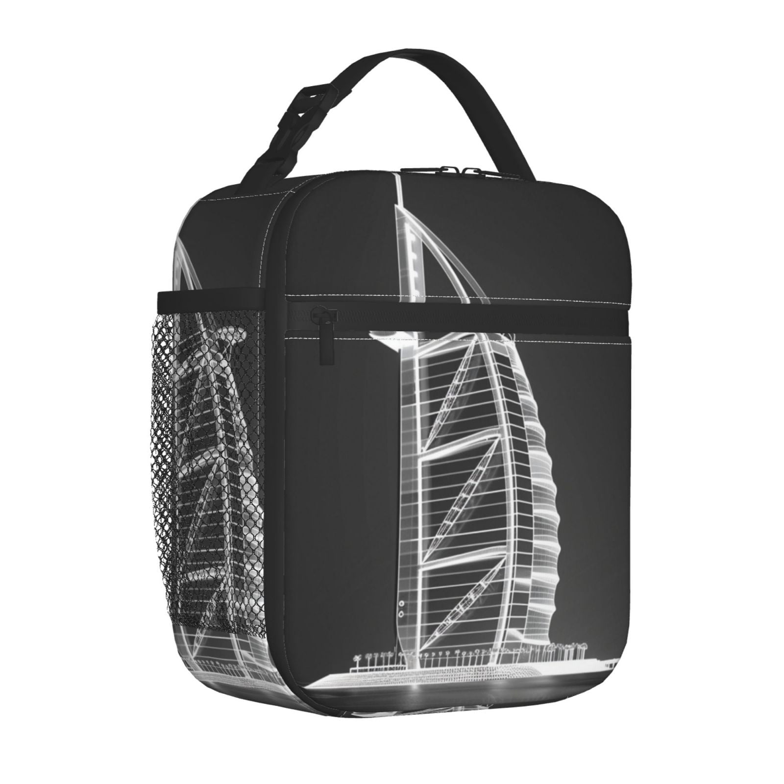 Compact Lunch Bag Reusable Insulated Lunch Tote with Side Mesh Pocket ...