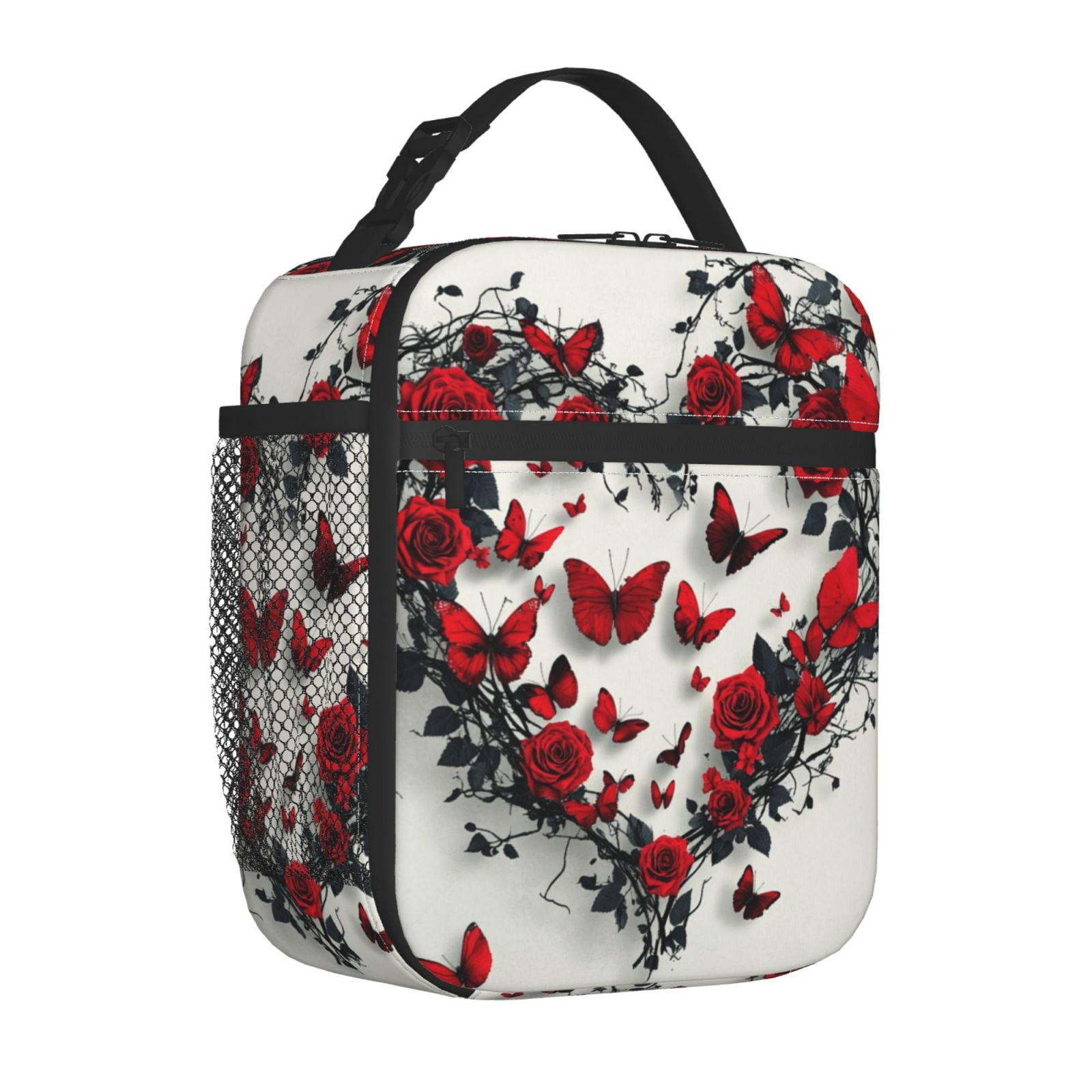Compact Lunch Bag Reusable Insulated Lunch Tote with Side Mesh Pocket ...