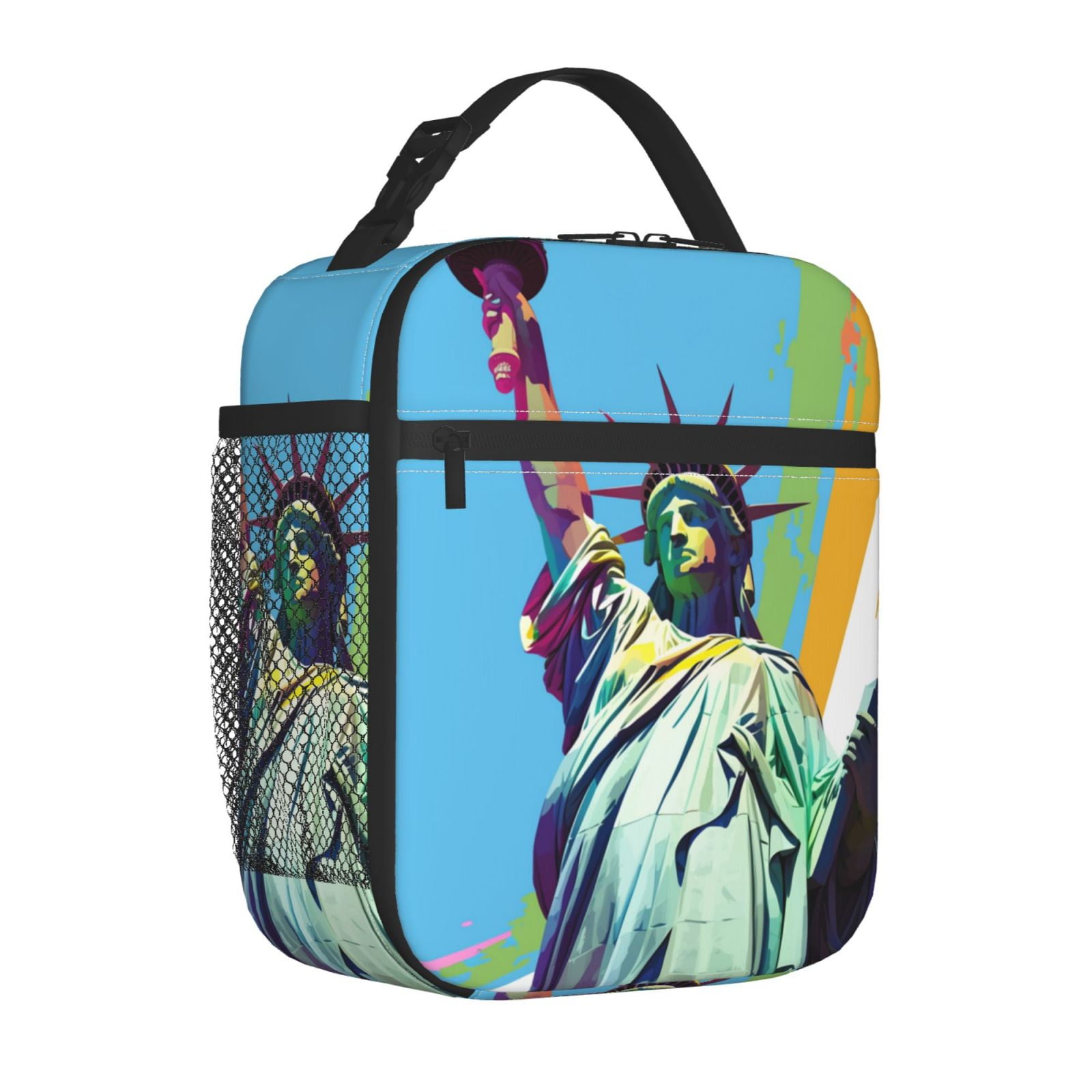 Compact Lunch Bag Reusable Insulated Lunch Tote with Side Mesh Pocket ...