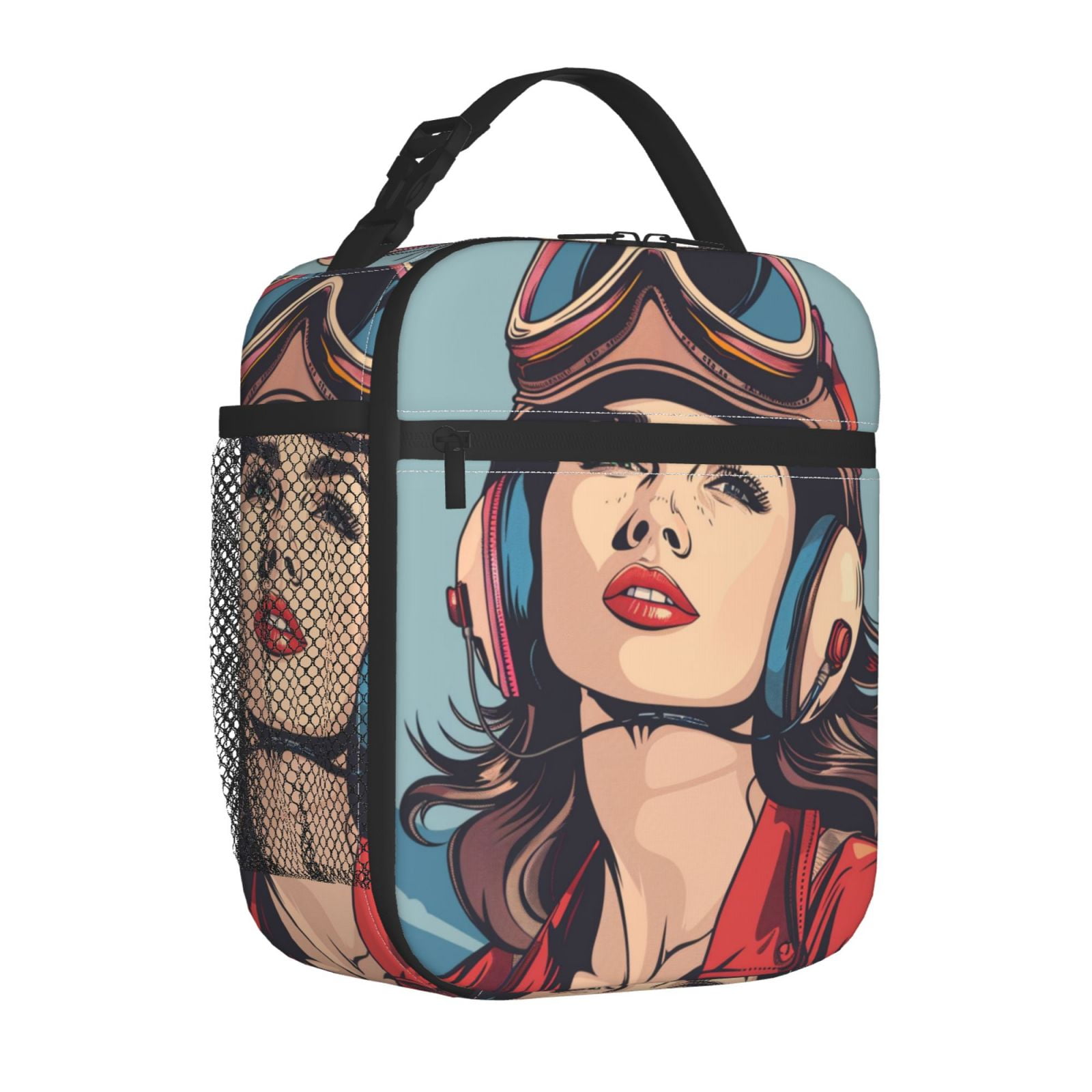 Compact Lunch Bag Reusable Insulated Lunch Tote with Side Mesh Pocket ...