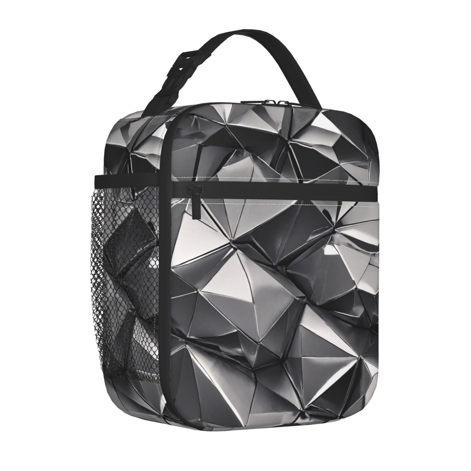 Compact Lunch Bag Reusable Insulated Lunch Tote with Side Mesh Pocket ...