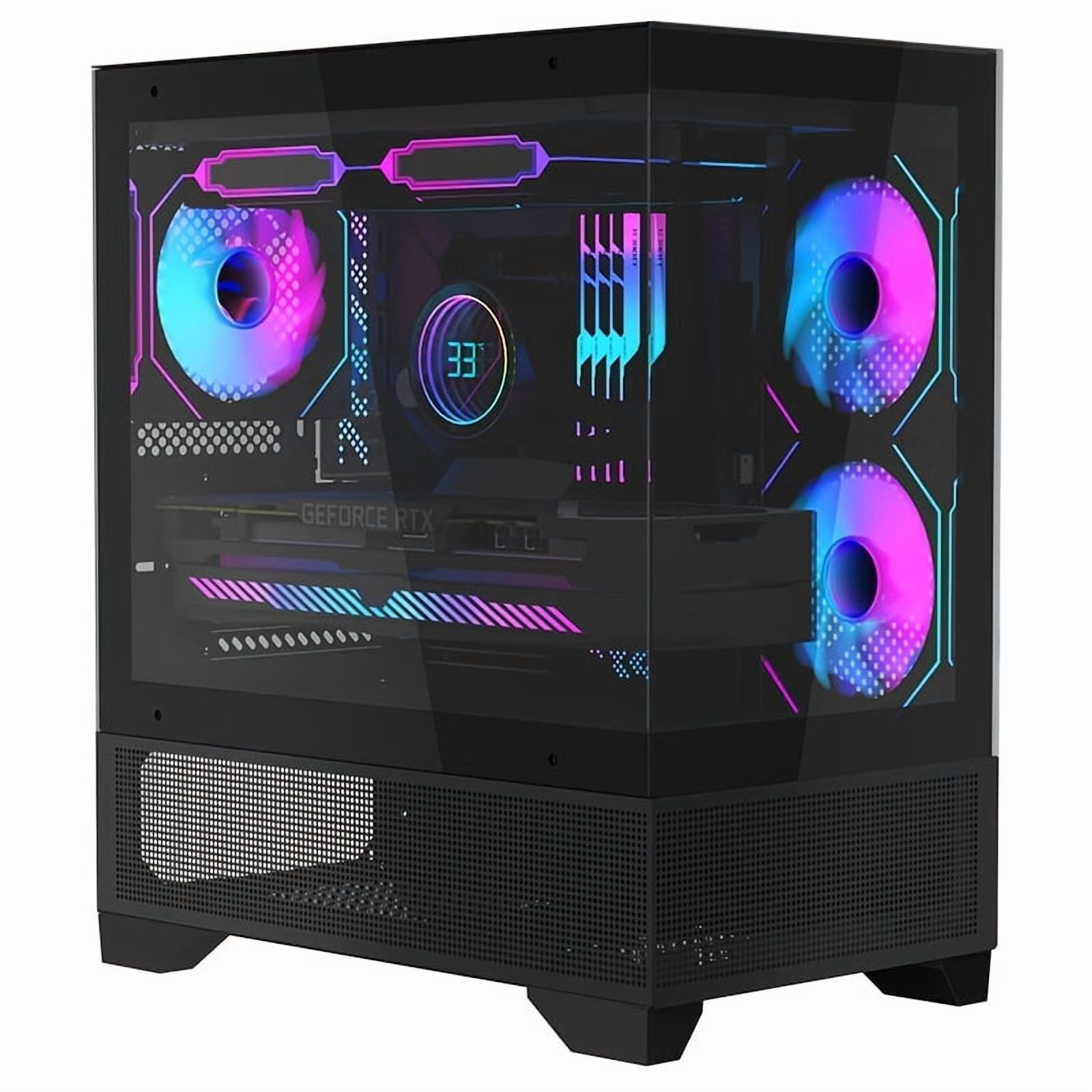 Compact MATX-SLIM ITX Gaming PC Case with 3x120mm ARGB Fans and USB 3.0 ...