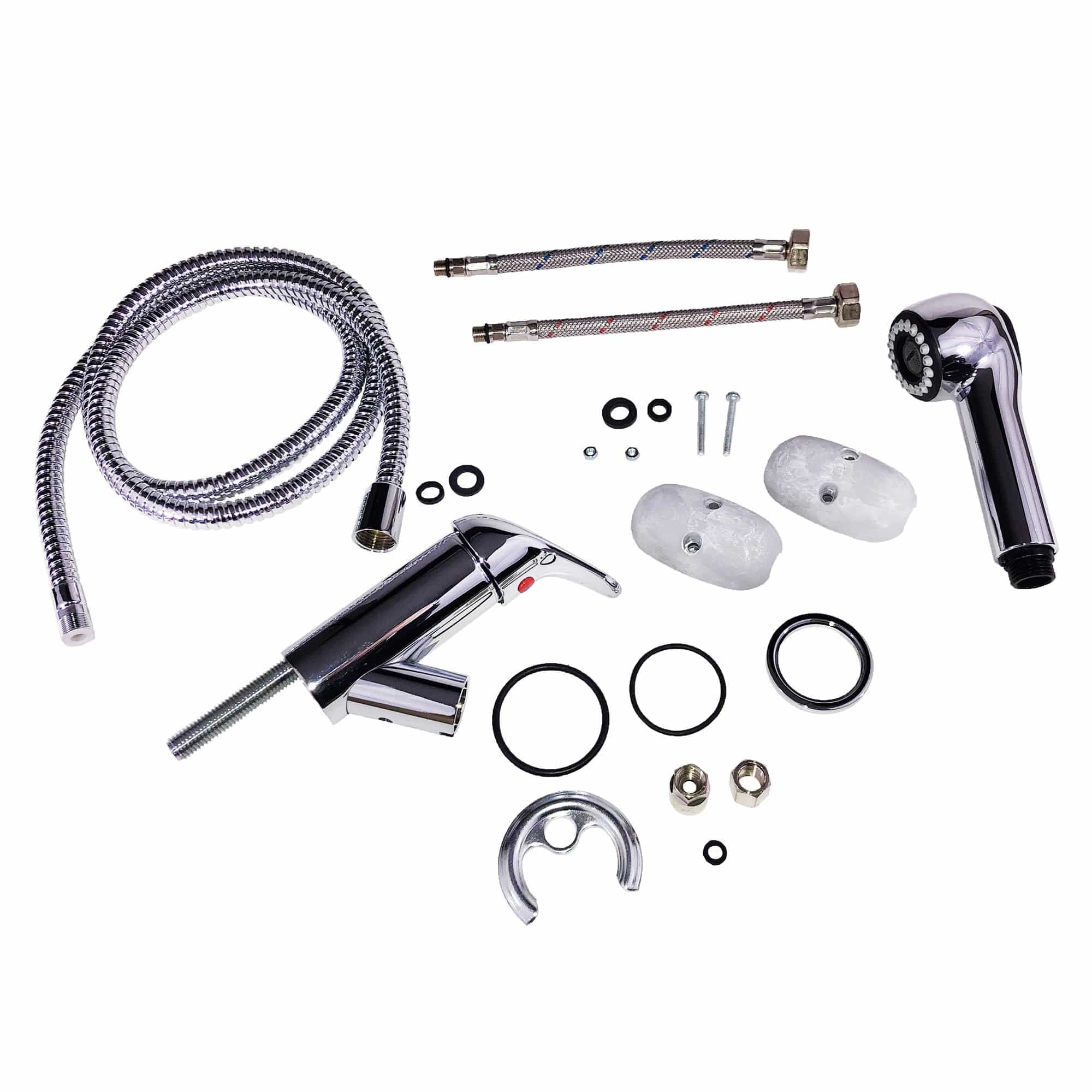 Scandvik 10881 Compact Marine Galley Pull Out Faucet, Silver Finish ...