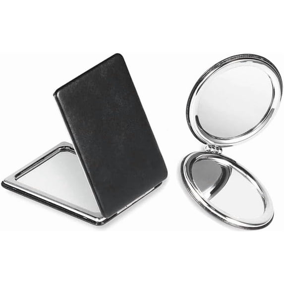 Compact Mirror, 2 Pack Double-Sided 1X/2X Magnifying Metal Pocket ...