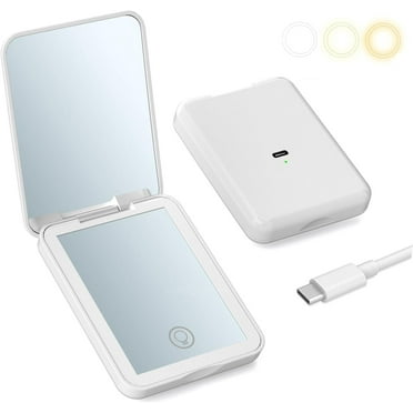 Gospire Ultra-Slim Lighted Compact Travel Makeup Mirror, Rechargeable ...