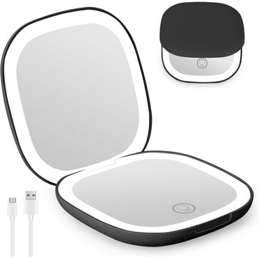 Fancii Rechargeable Compact Makeup Mirror with Dimmable LED Lights, 1x ...