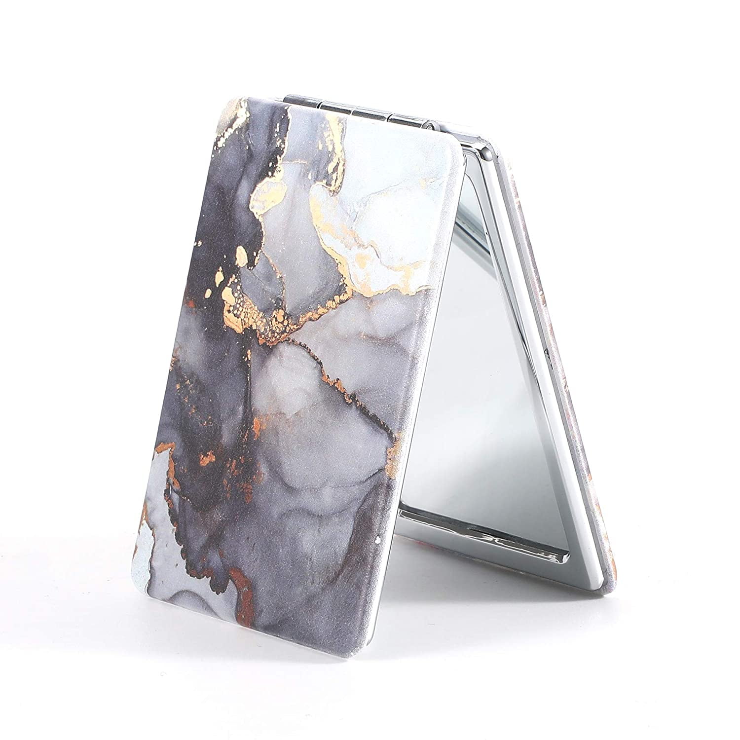 Compact Mirror Square Pu Leather Makeup Mirror for Purses Small Pocket ...