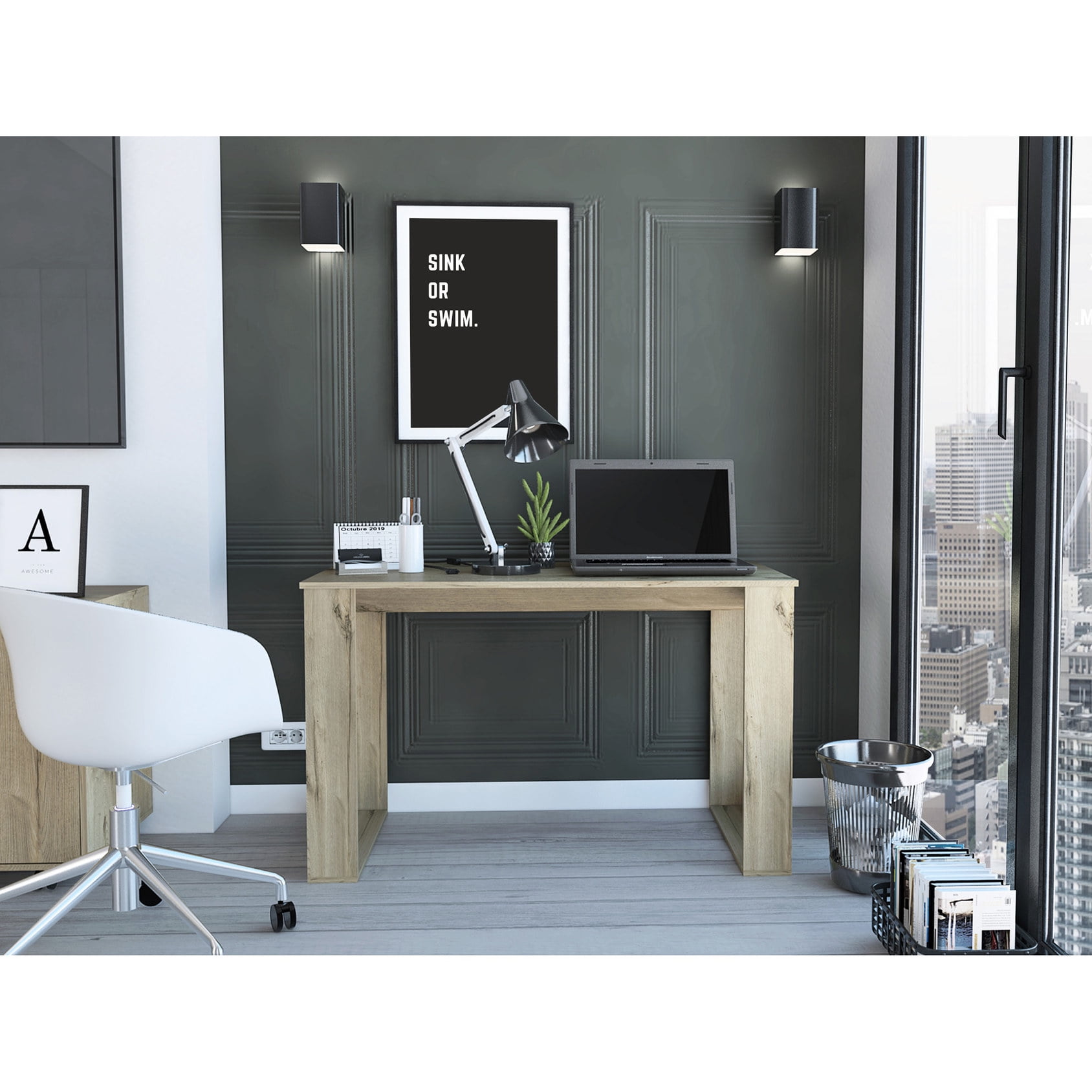 Compact Modern Design, 47.2" Wide | Suitable for a Laptop Workspace ...