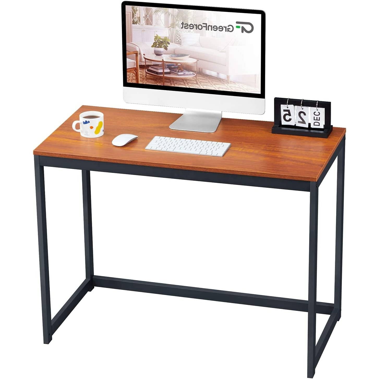 Compact Modern Home Office Laptop Computer Desk Table Metal Frame Wood ...