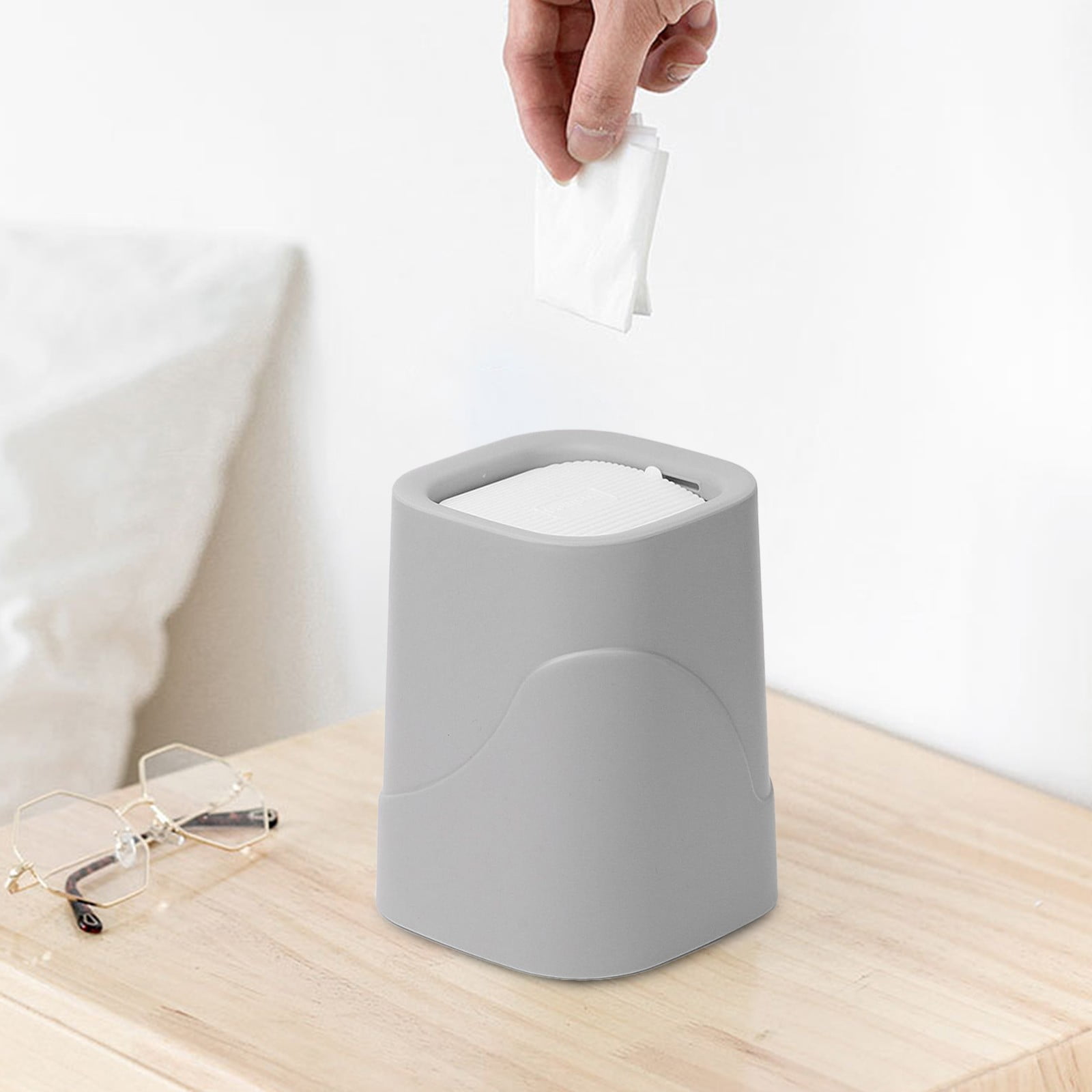 Compact Odor-Proof Trash Can with Push-Open Lid - Desktop/Office & Dorm ...