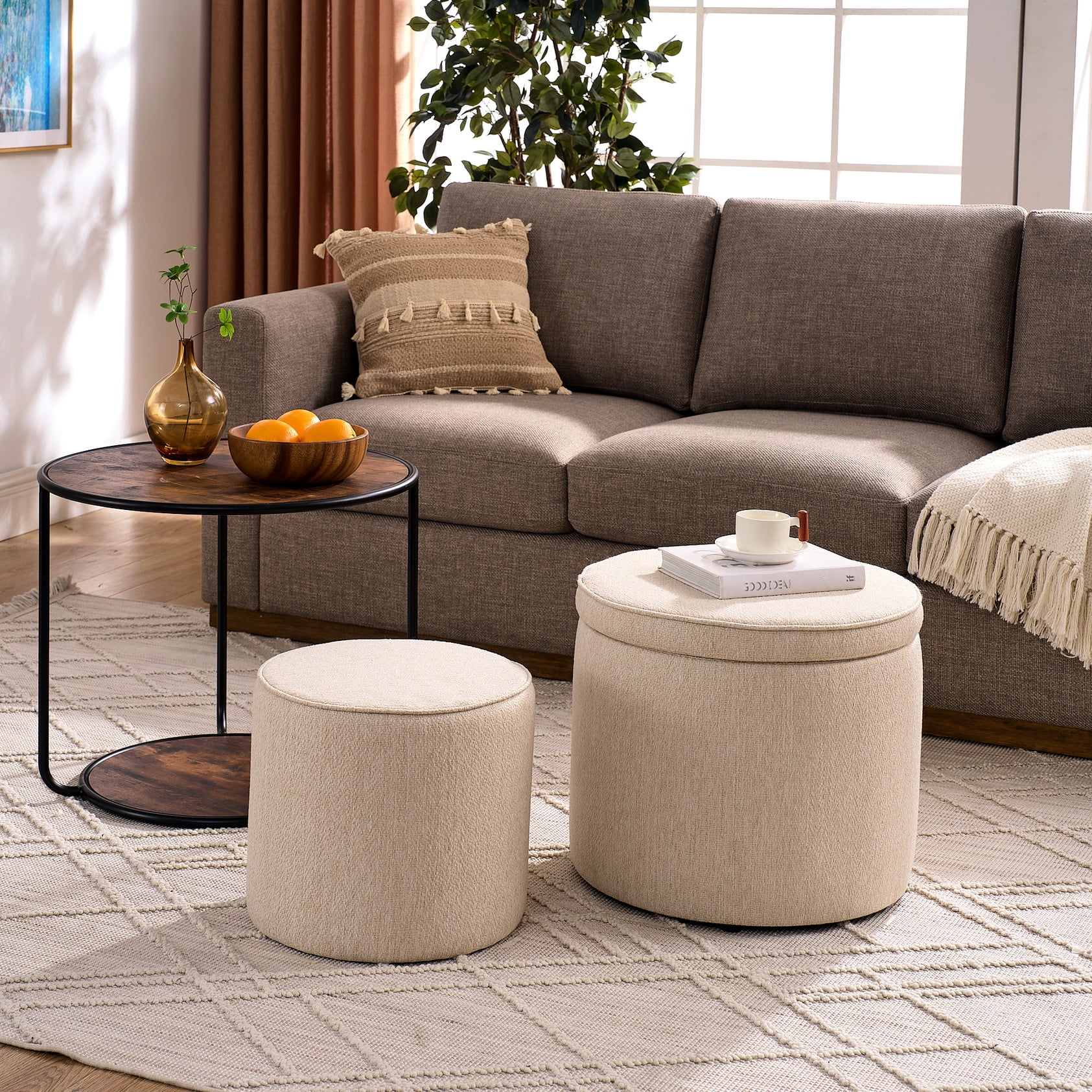 Compact Ottoman with storage | Used as footstool, chair, or table ...