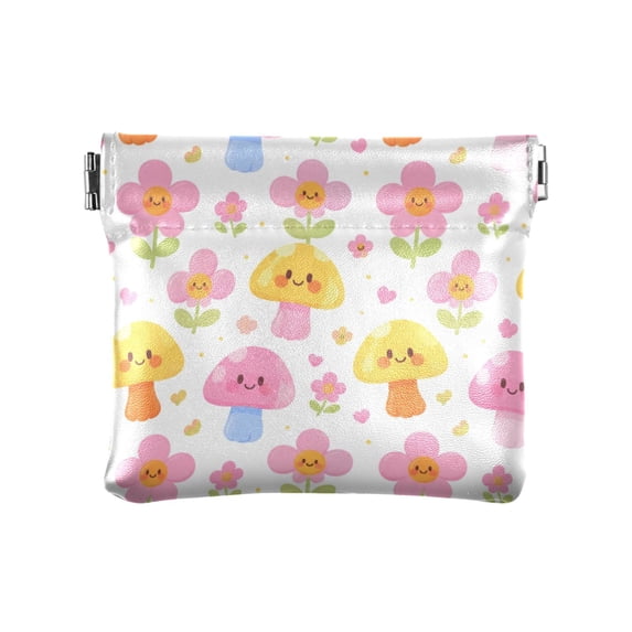 Compact PU Leather Coin Purse Small Spring-Frame Wallet Change Pouch ...
