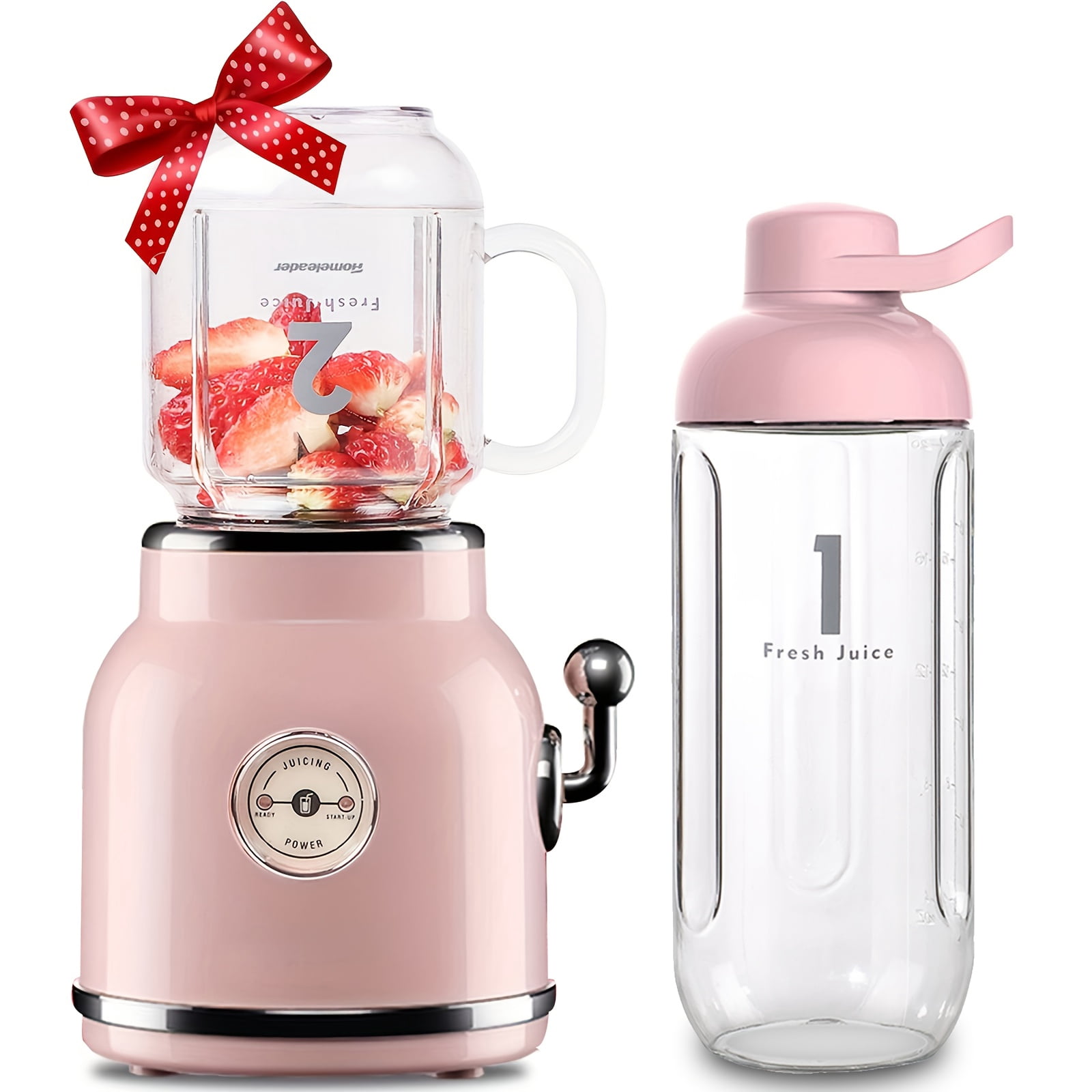 Compact Pink Blender Combo for Juicing, Blending, And Shaking with 6 ...