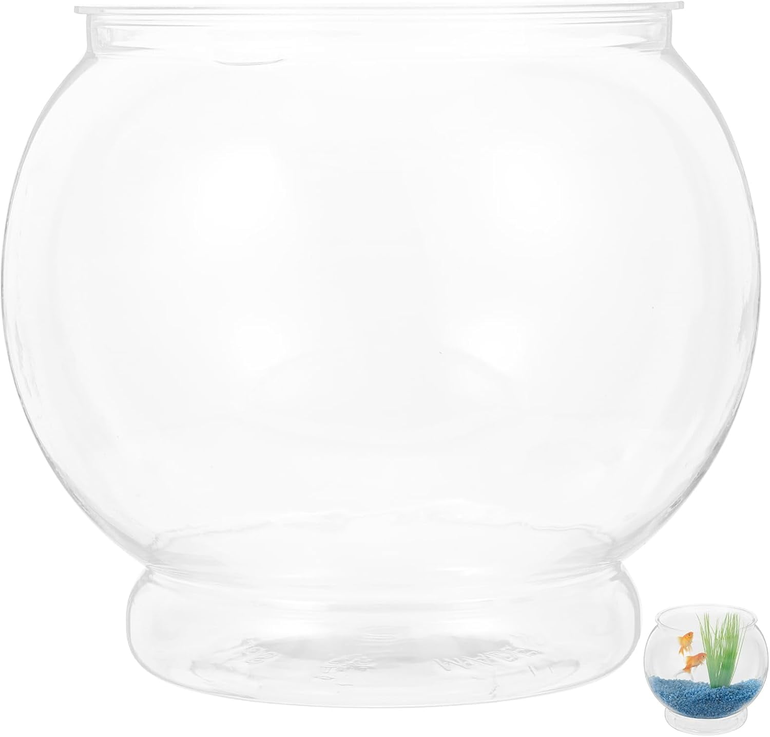 Compact Plastic Fish Bowl for Betta and Small Fish, Clear Round Desktop ...