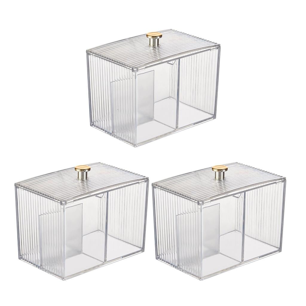 Compact Plastic Makeup Swab Holder With Cover Hygienic Vanity Container ...