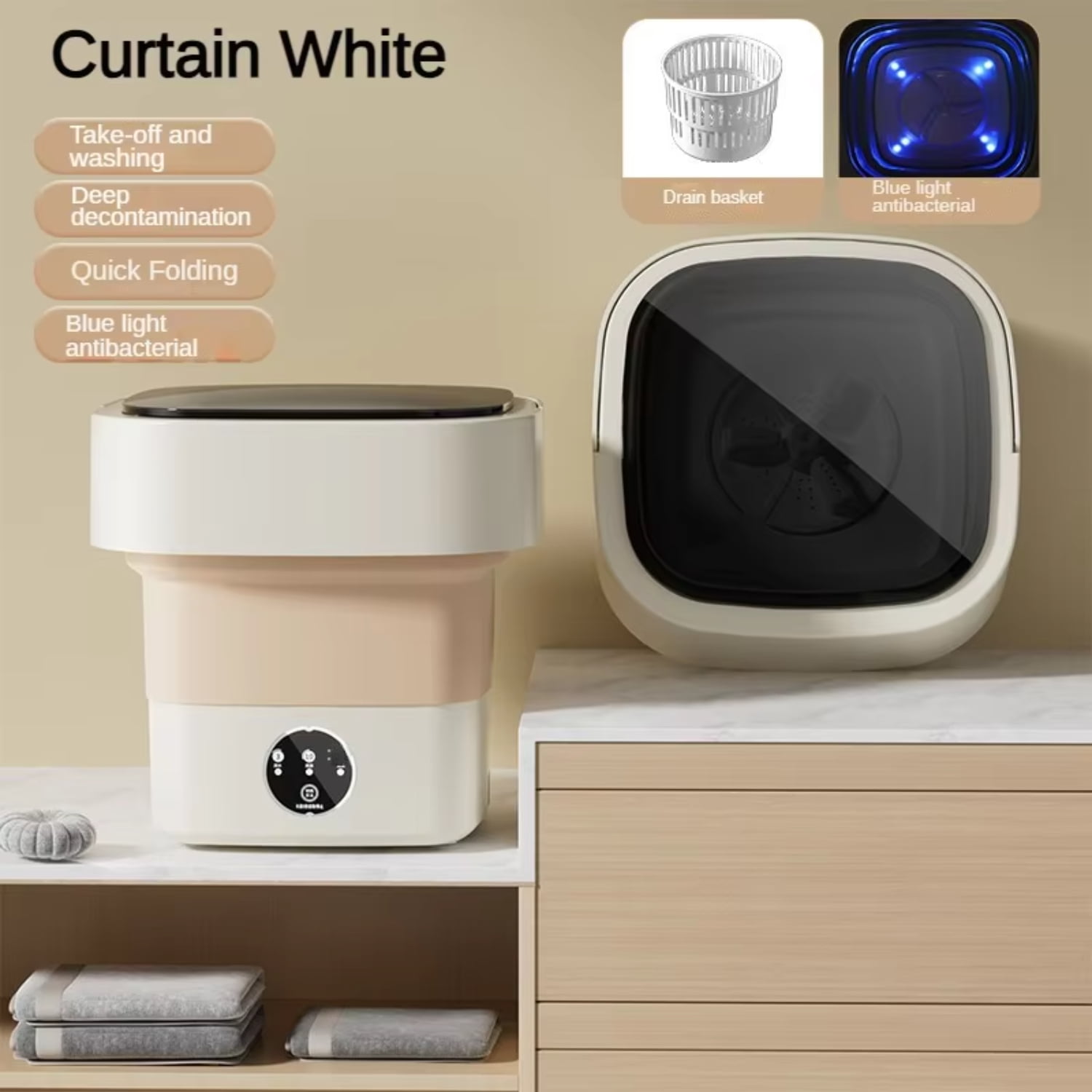 Compact Portable Foldable Automatic Mini Washing Machine with Spin ...